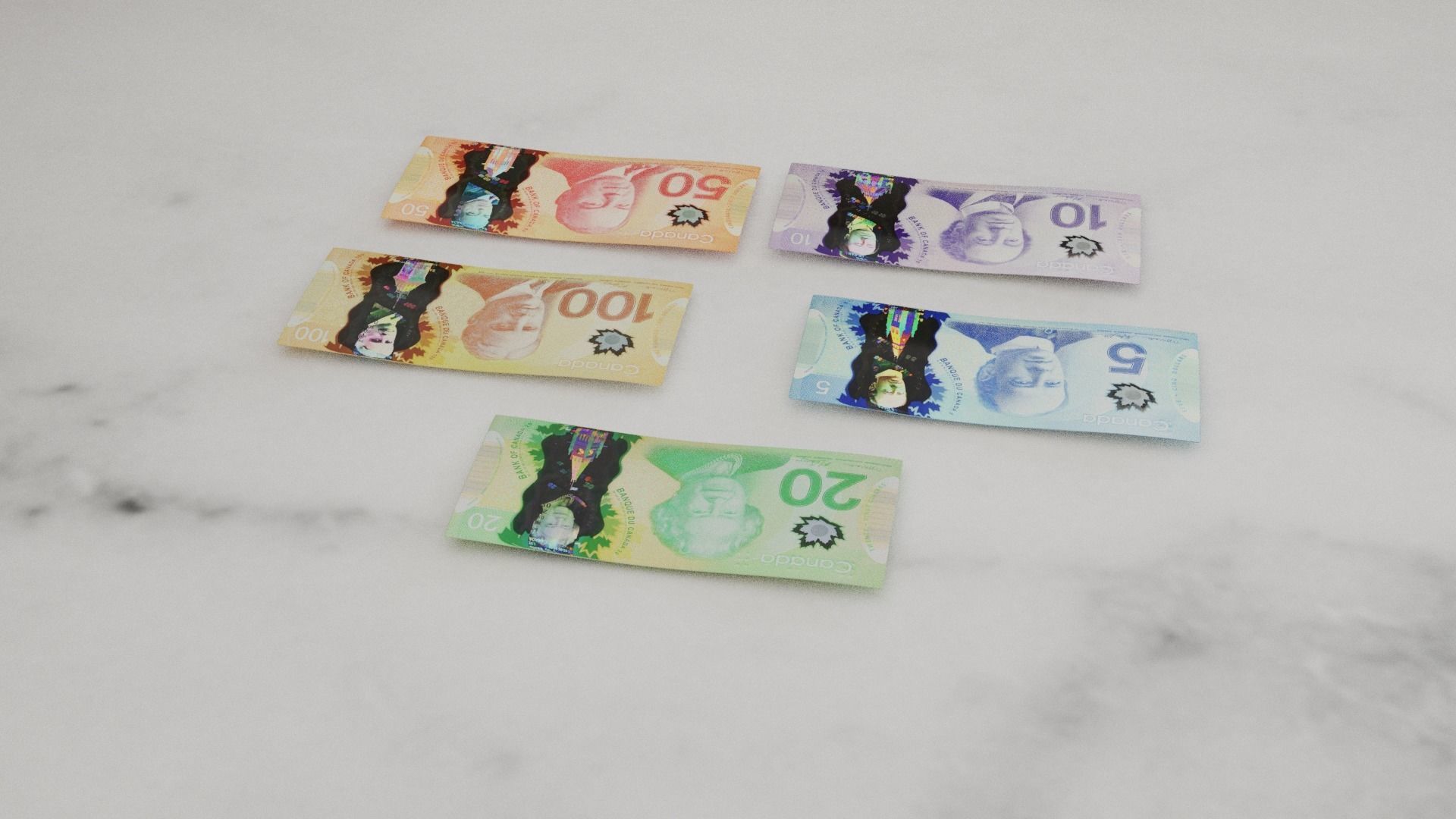 CAD Canadian Dollar Bank Notes 3D model | CGTrader