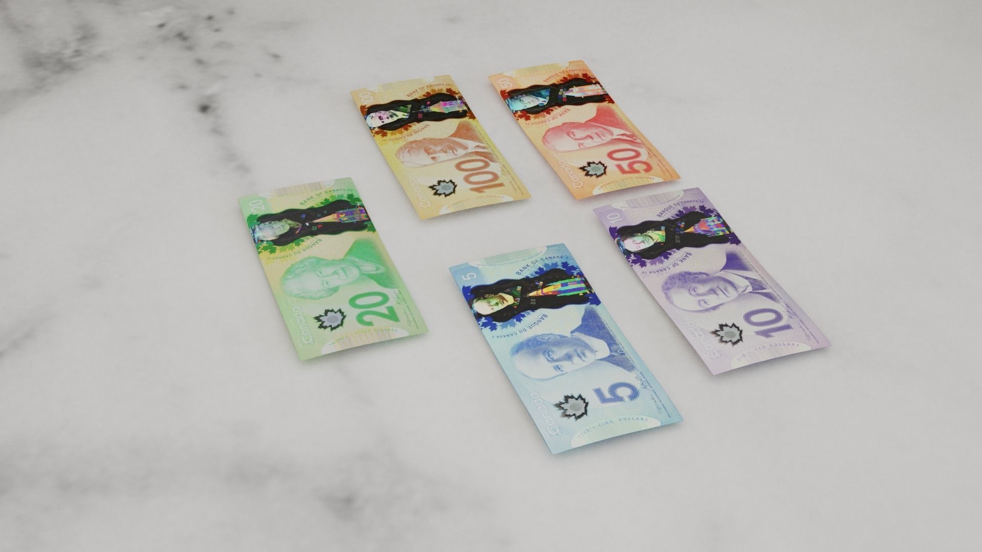 CAD Canadian Dollar Bank Notes 3D model | CGTrader