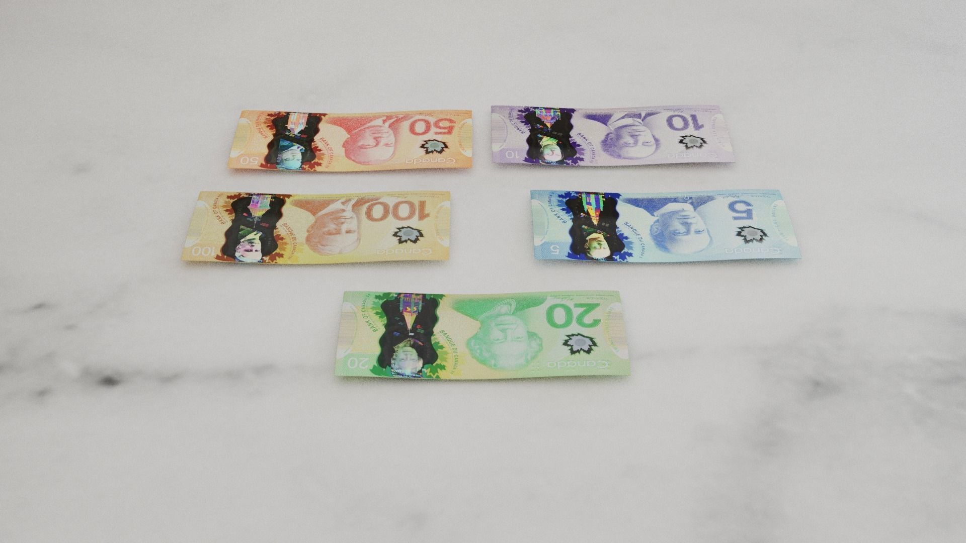 CAD Canadian Dollar Bank Notes 3D model | CGTrader