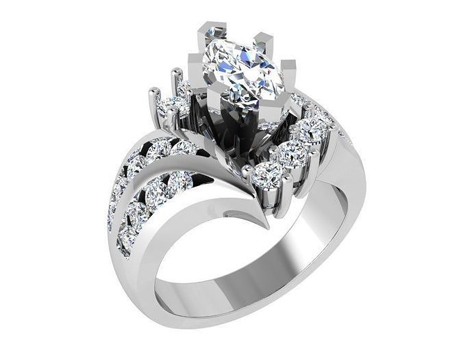 Round diamond ring 3524 3D print model 3D model 3D printable | CGTrader