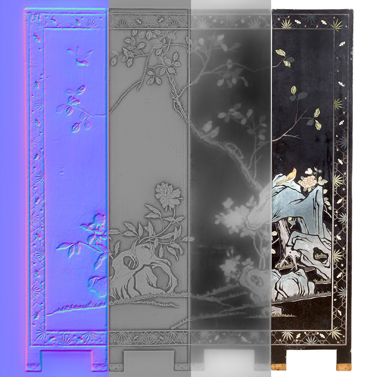 Chinese Black Lacquer Divider 3D model | CGTrader