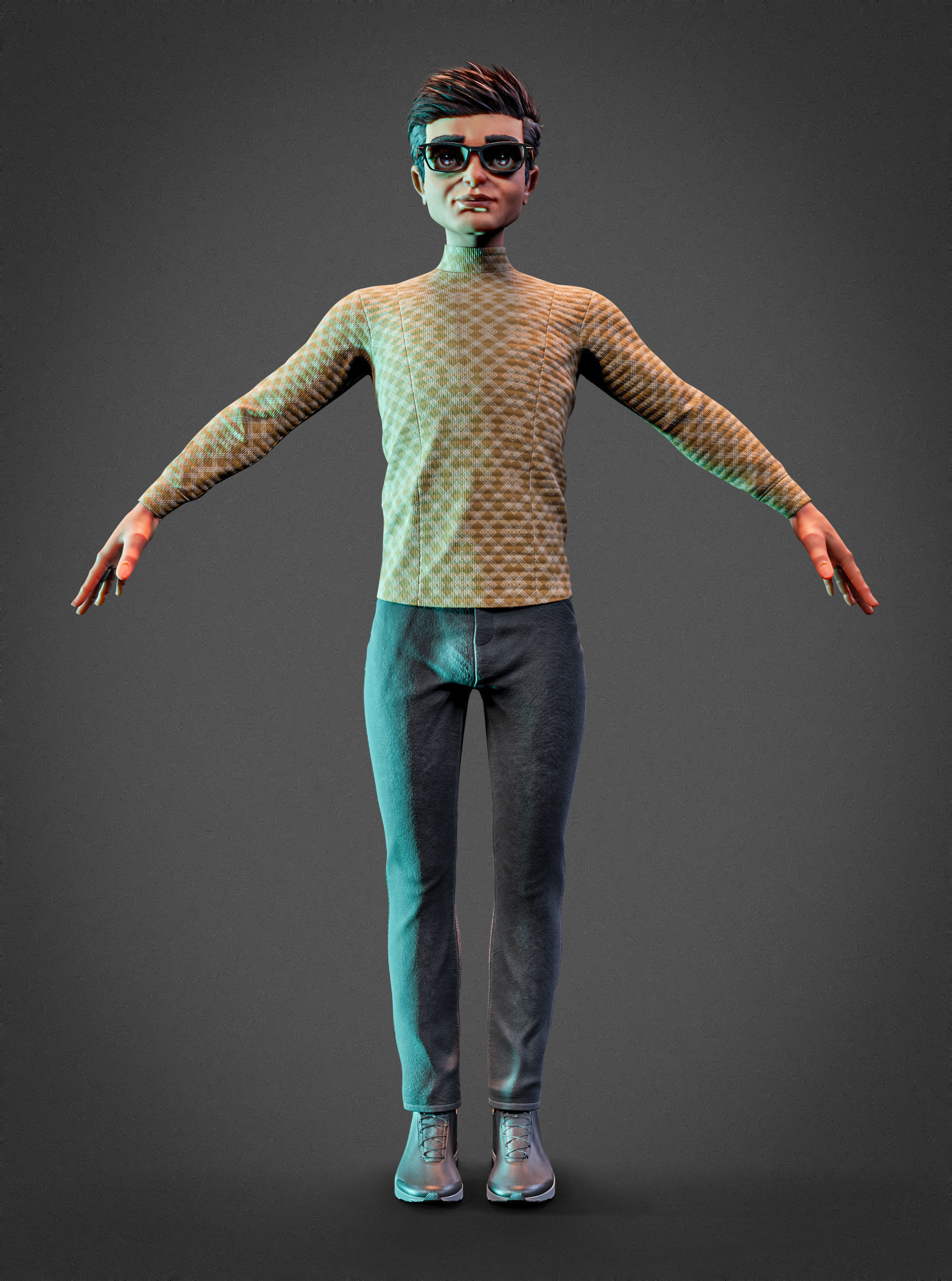 3D model Rabin - Male rigged PBR character VR / AR / low-poly | CGTrader