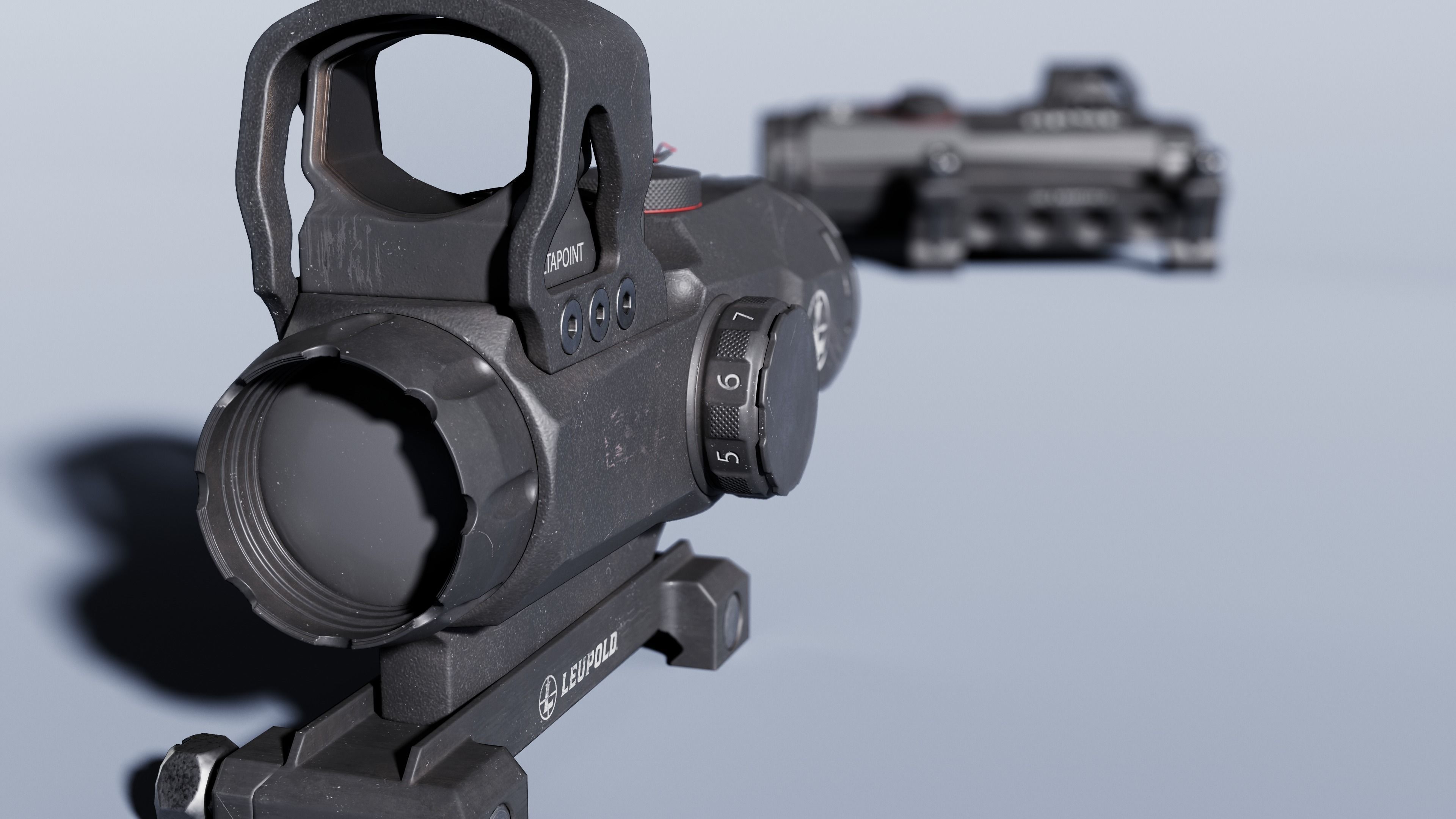 3D model Leupold Mark 4 HAMR Scope and DeltaPoint Red Dot Sight 3D Model VR / AR / low-poly ...