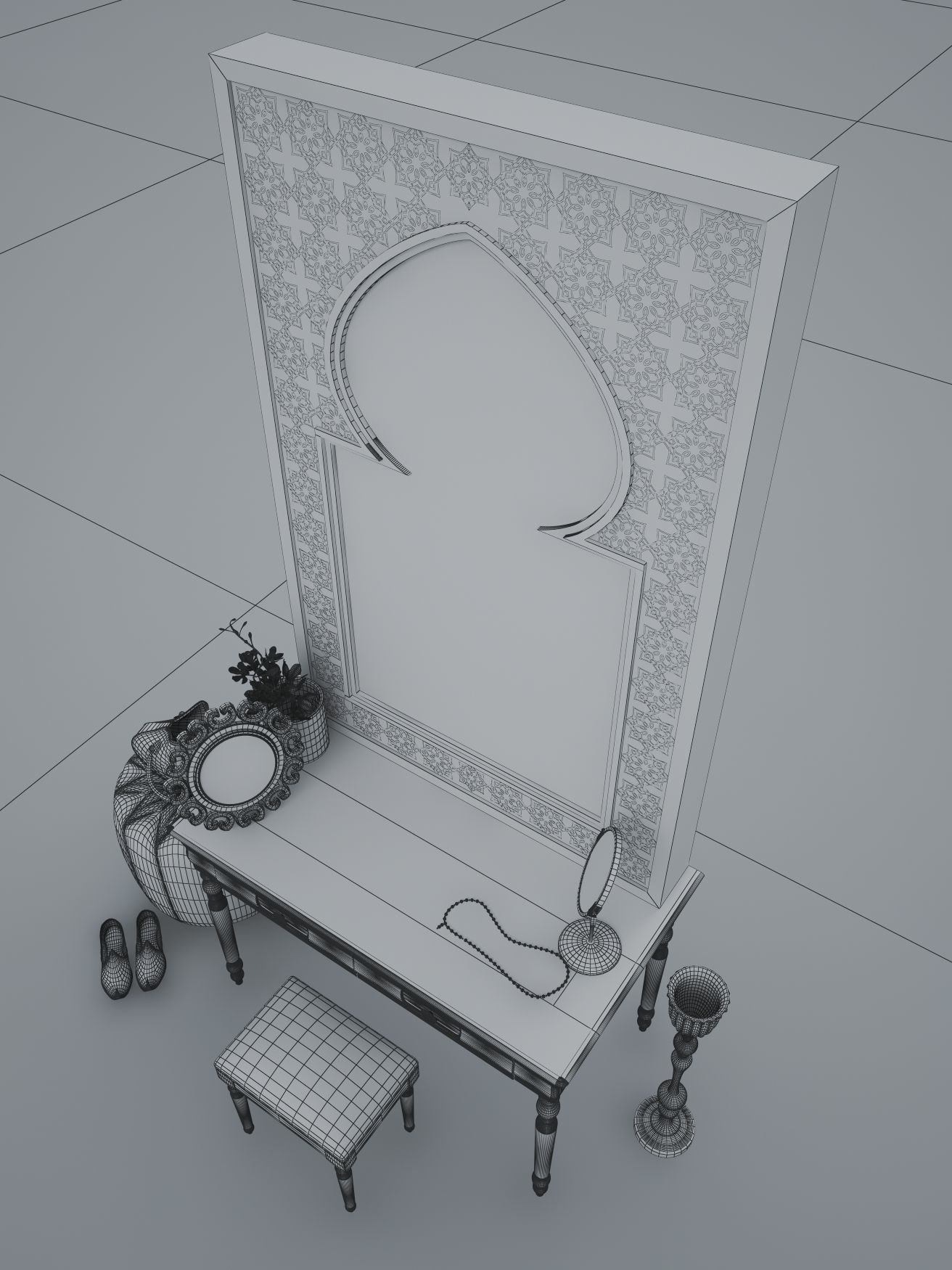 Dressing Table and Mirror 3D model animated | CGTrader