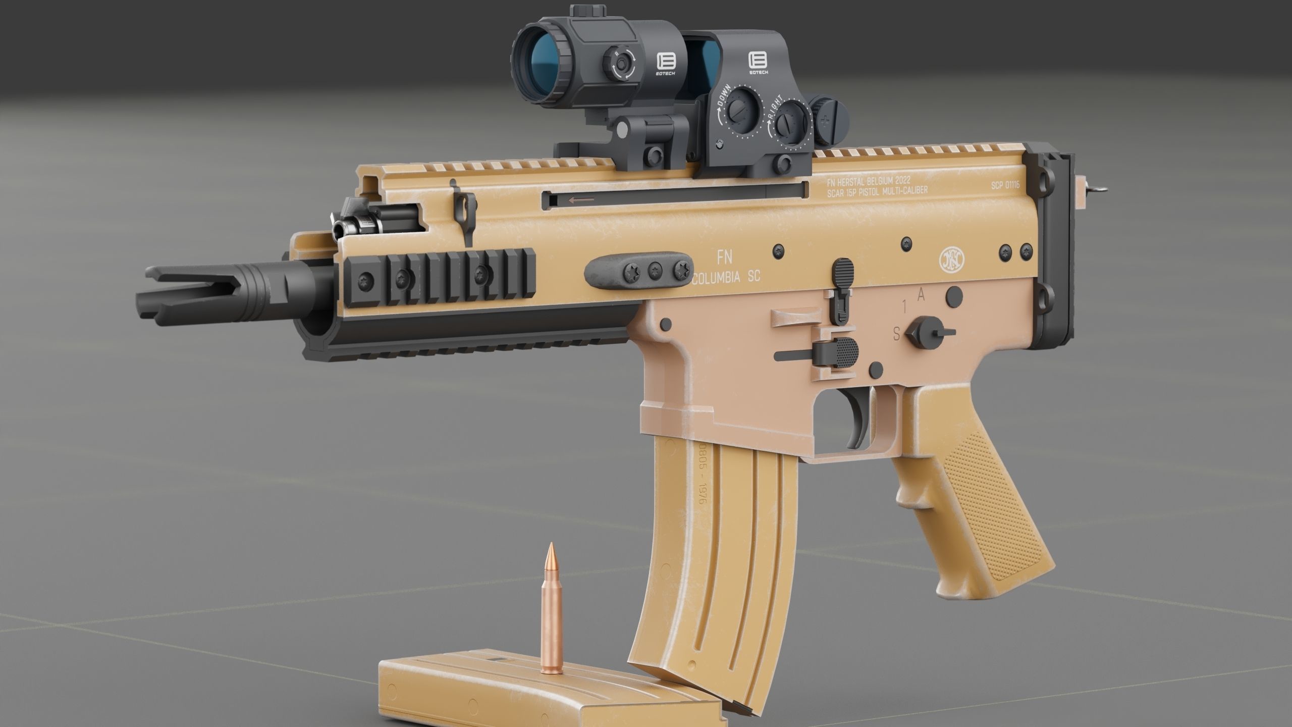 3D model FN Scar 15P with Eotech Optics VR / AR / low-poly | CGTrader