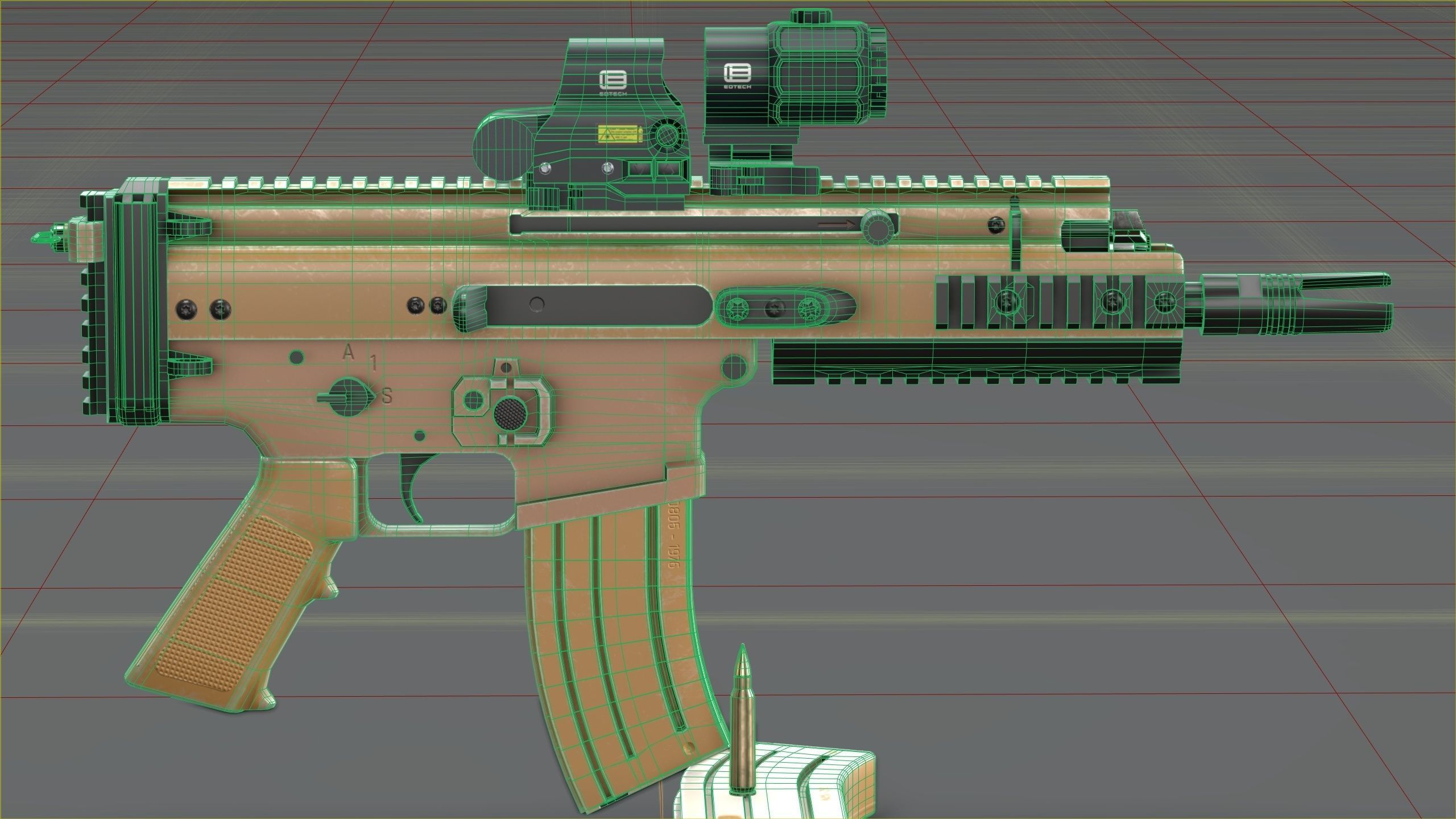 3D model FN Scar 15P with Eotech Optics VR / AR / low-poly | CGTrader