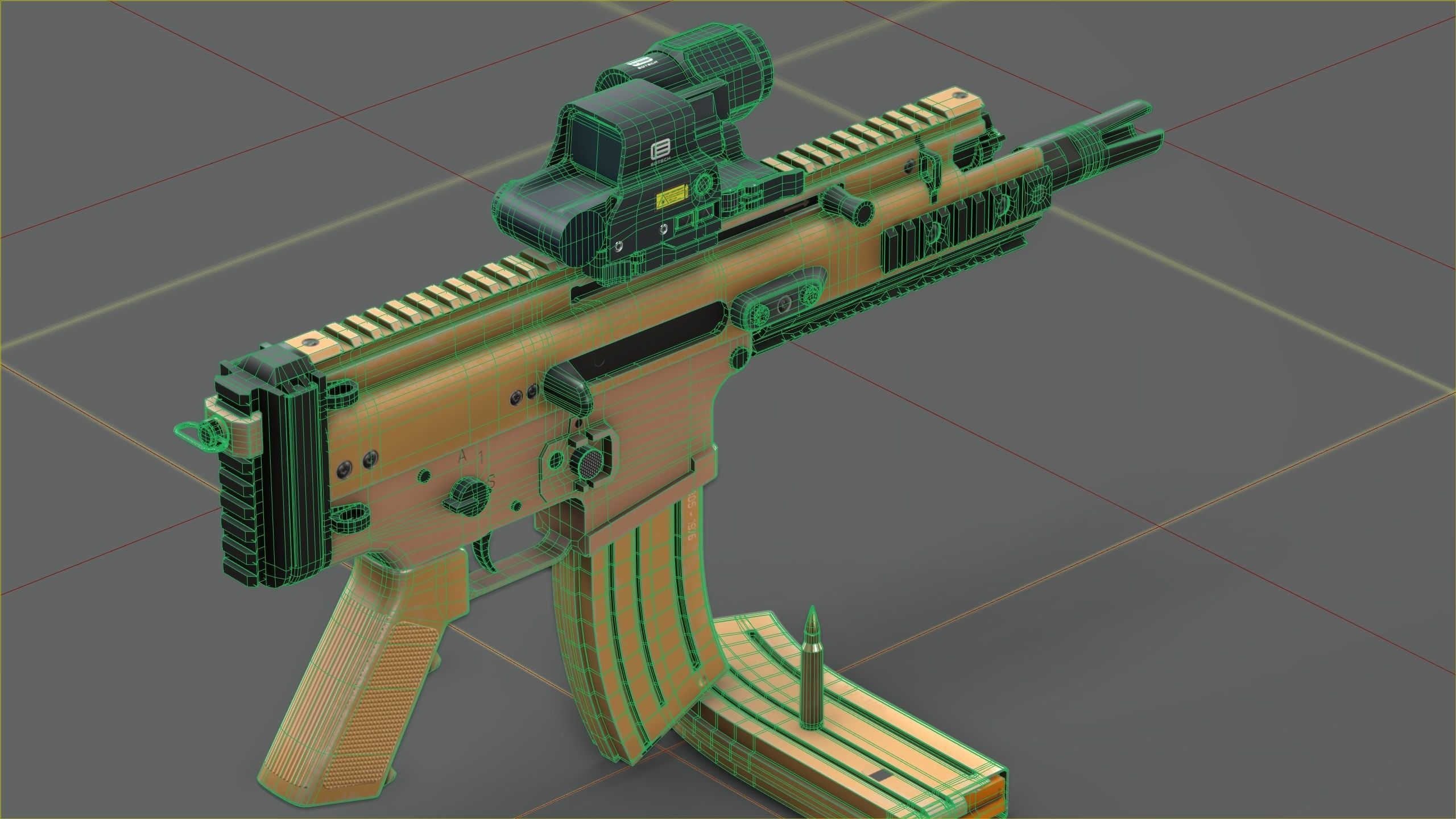 3D model FN Scar 15P with Eotech Optics VR / AR / low-poly | CGTrader