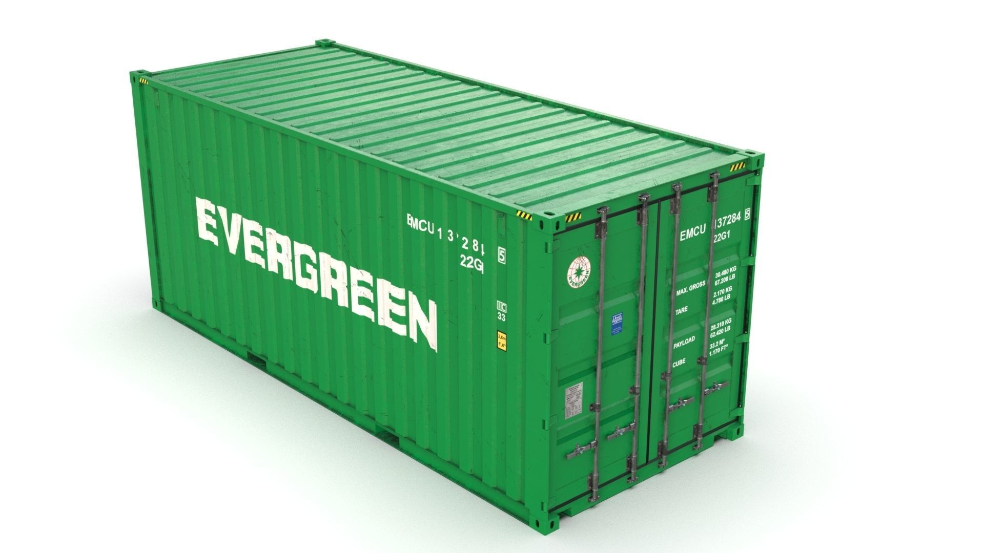 20 feet EVERGREEN standard shipping container 3D model | CGTrader