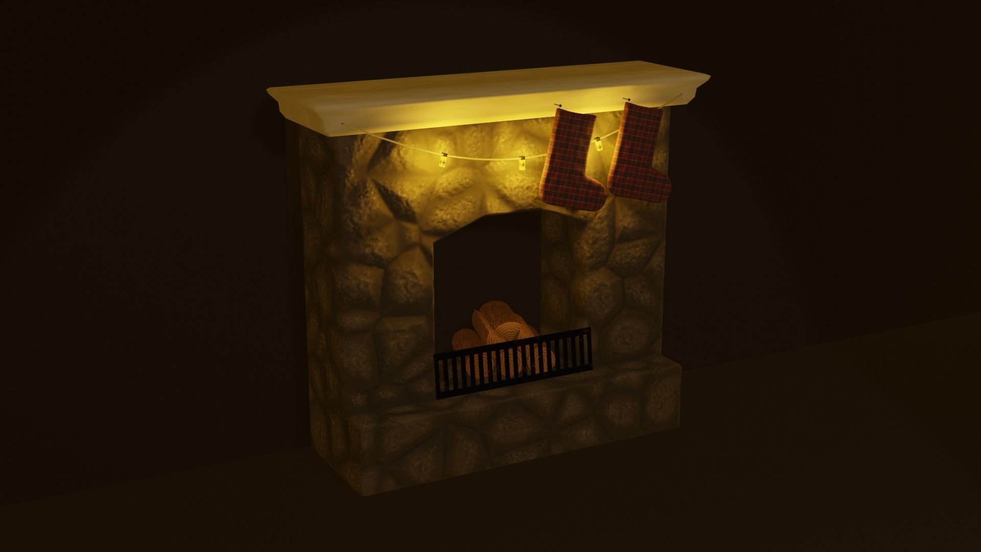 3D model Christmas stone fireplace VR / AR / low-poly | CGTrader