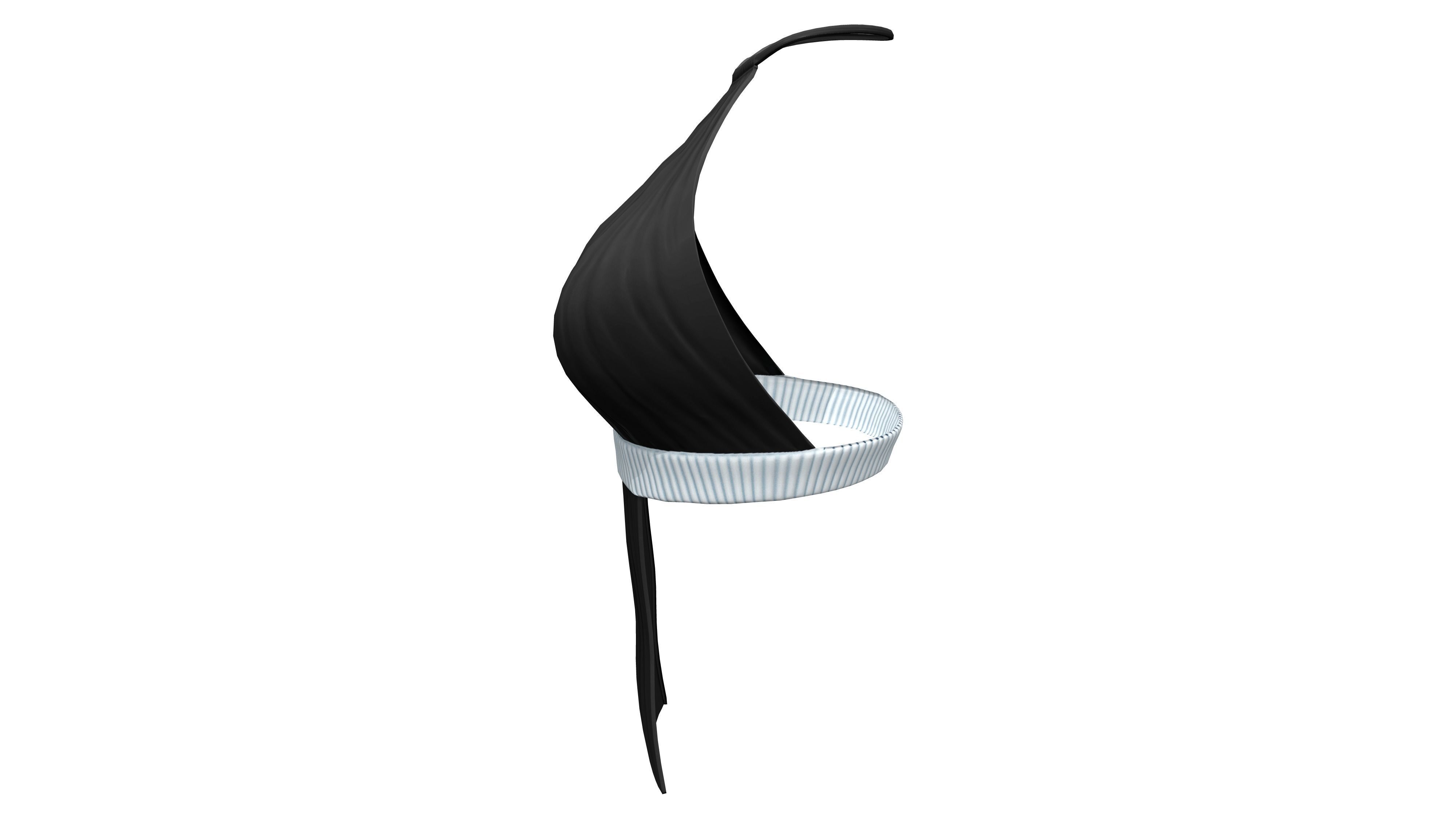 3D model Collar Neck Long Front Black Midriff Top VR / AR / low-poly ...