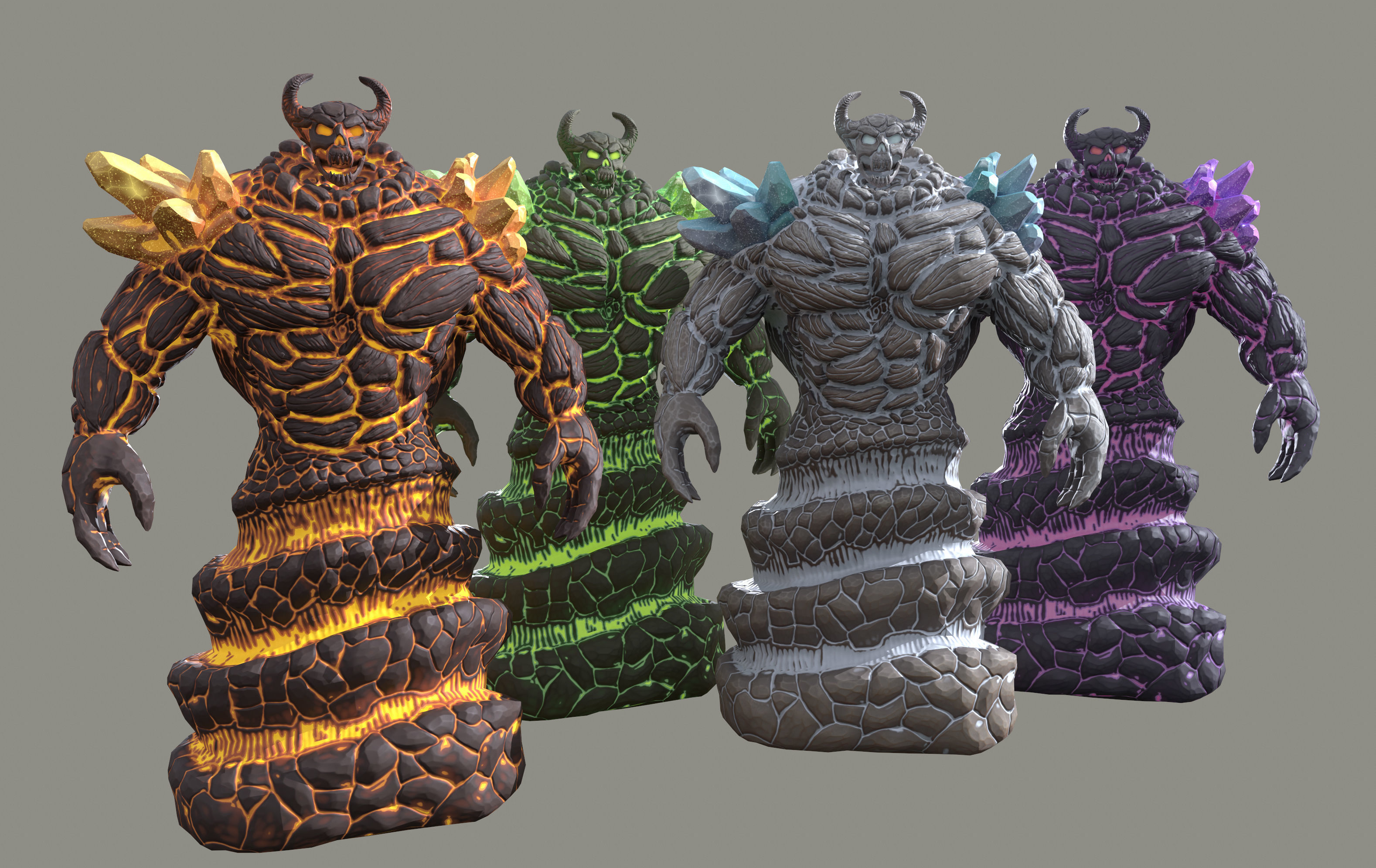 3D model Elemental Golems VR / AR / low-poly | CGTrader