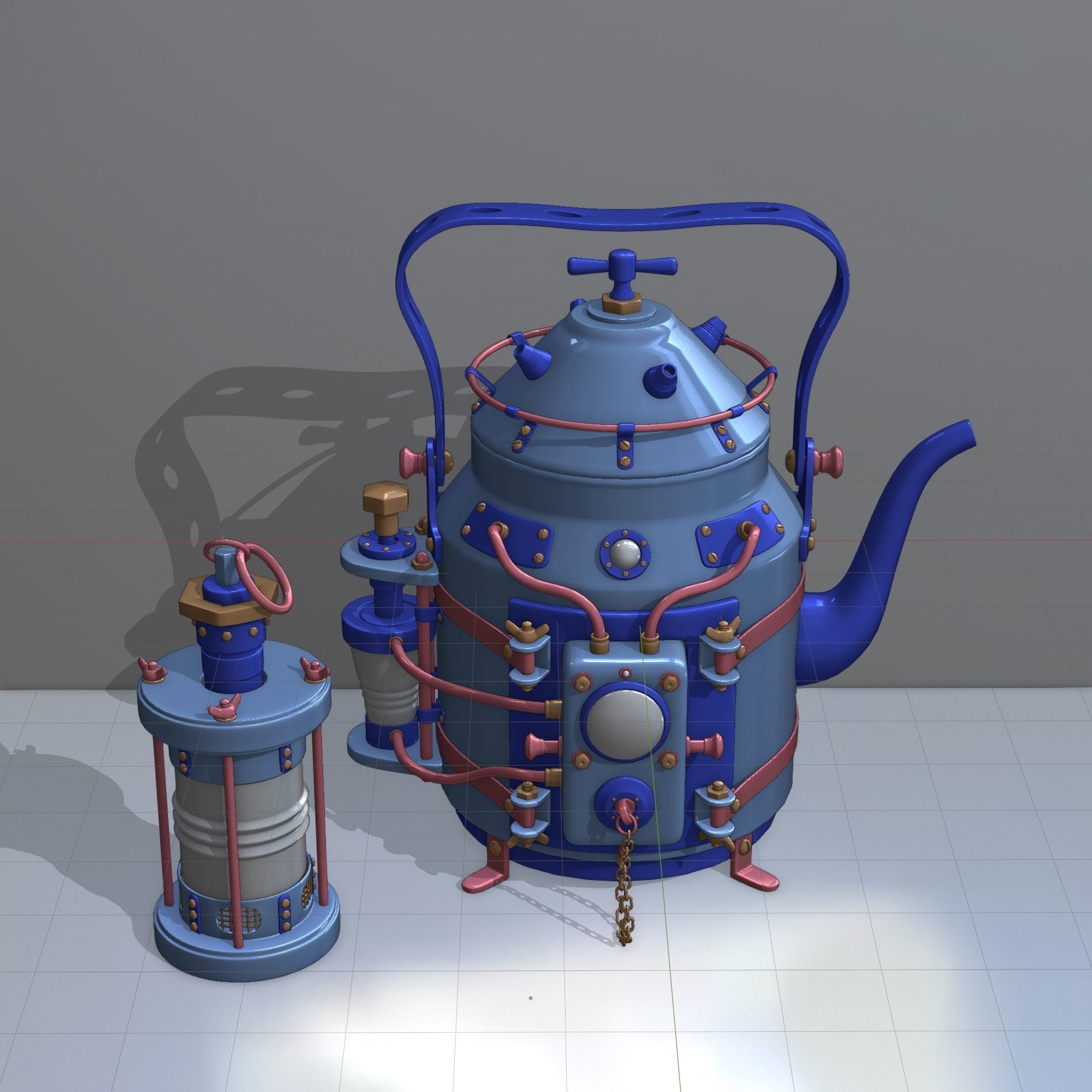 Steampunk teapot and tea infuser 3D model | CGTrader