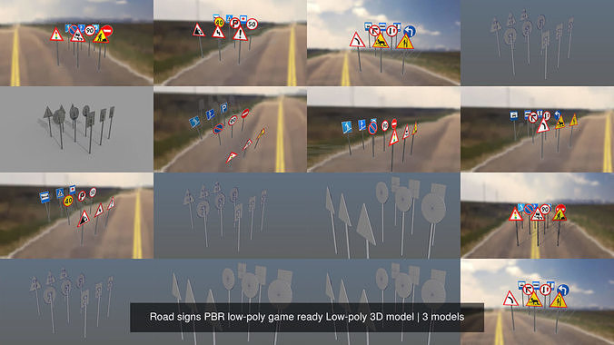 Road signs PBR low-poly game ready Low-poly 3D model 3D Model ...