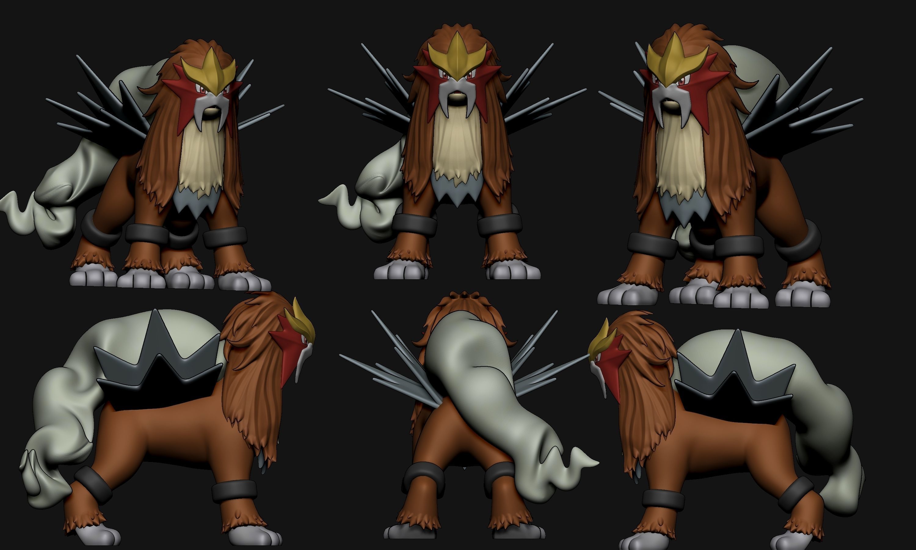 Pokemon - Entei Raikou and Suicune with 2 poses 3D model 3D printable ...