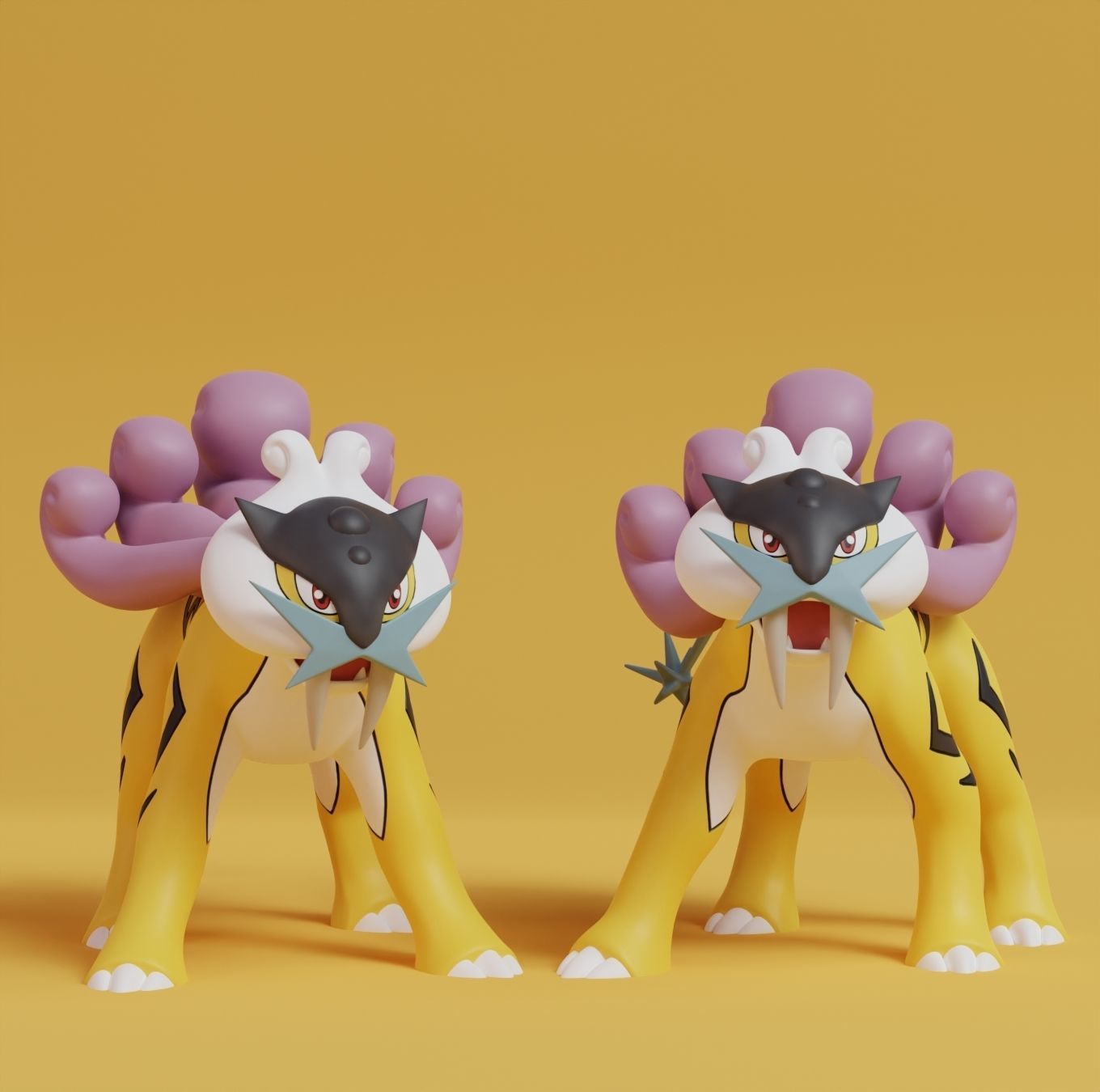 Pokemon - Entei Raikou and Suicune with 2 poses 3D model 3D printable ...