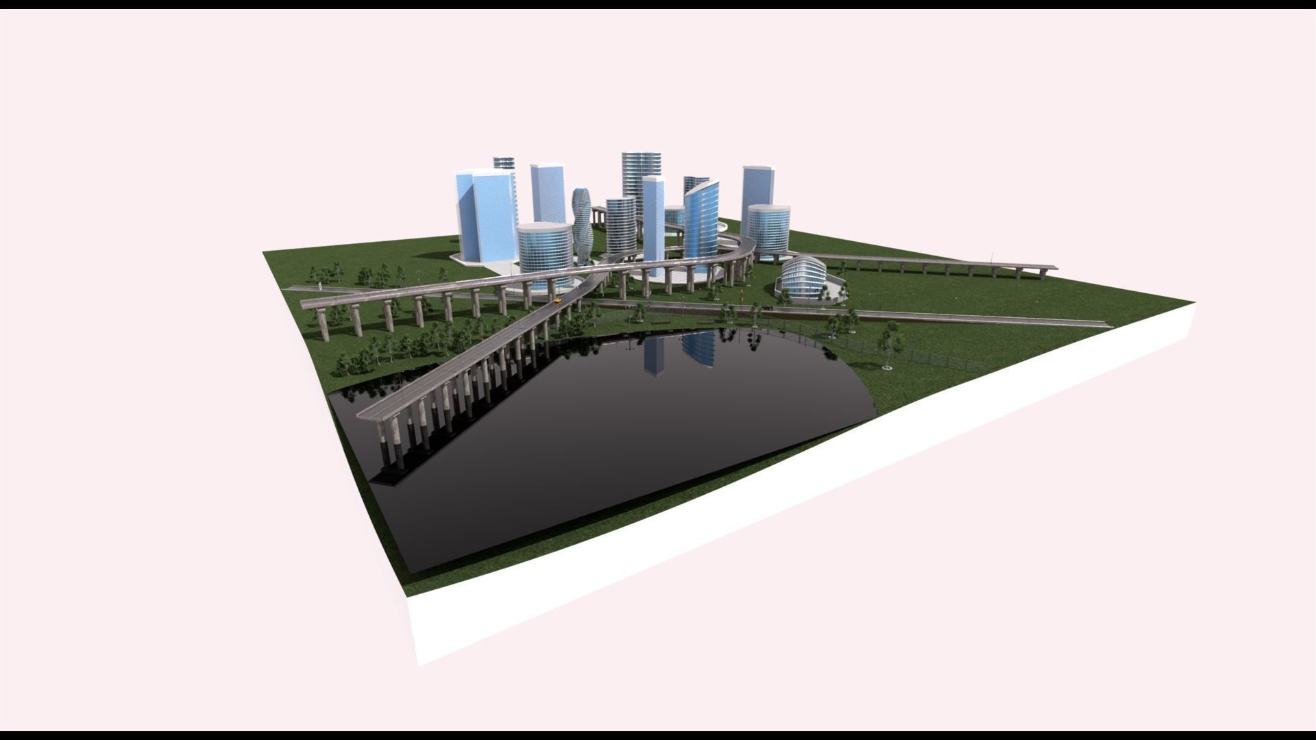 Freeway Highway in Bridge City 3D model | CGTrader