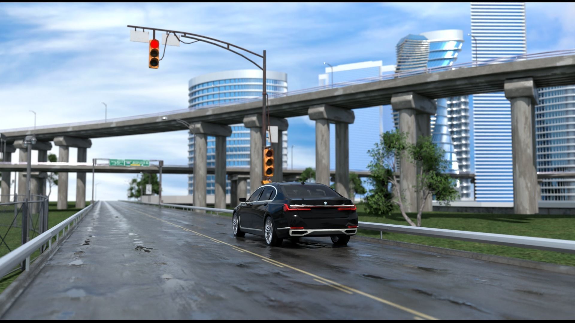 Freeway Highway in Bridge City 3D model | CGTrader
