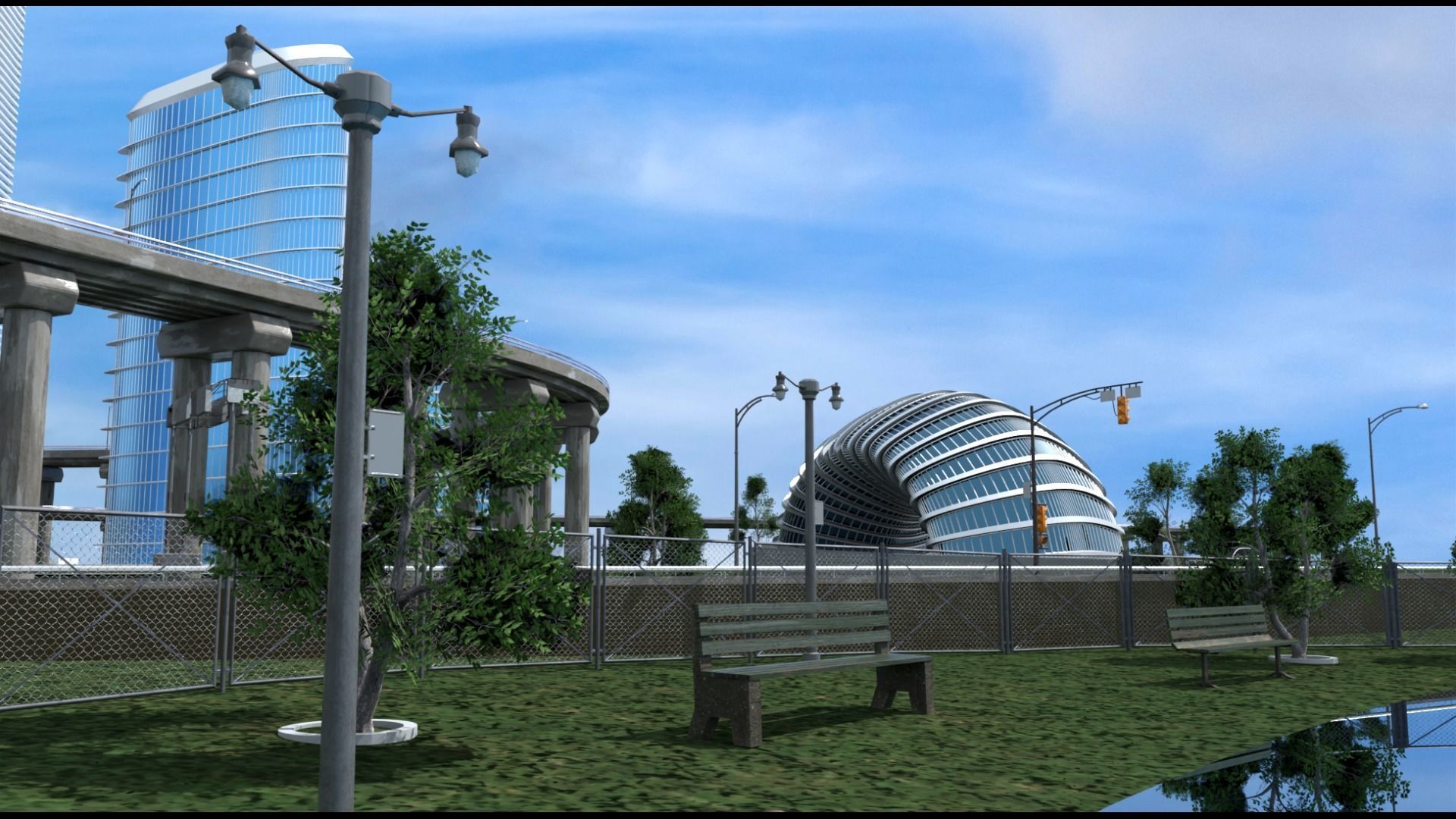 Freeway Highway in Bridge City 3D model | CGTrader