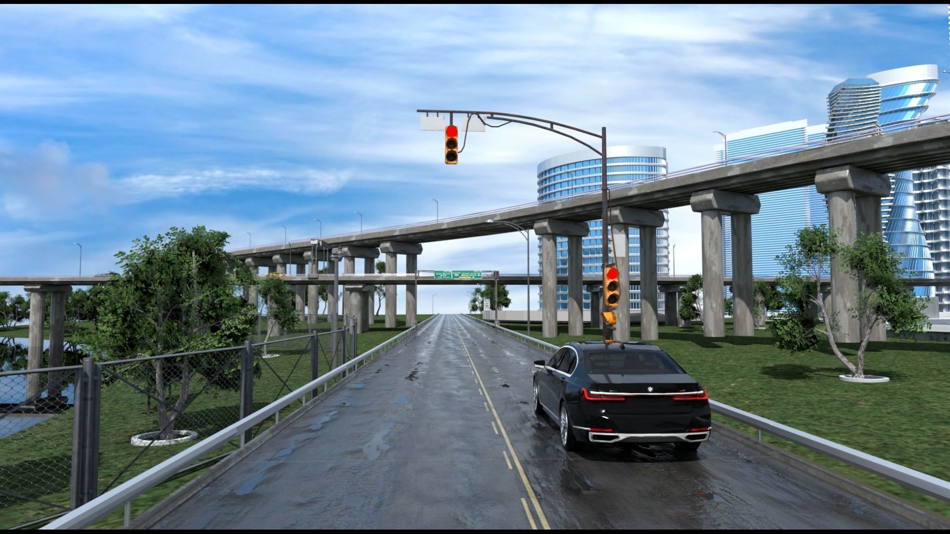 Freeway Highway in Bridge City 3D model | CGTrader