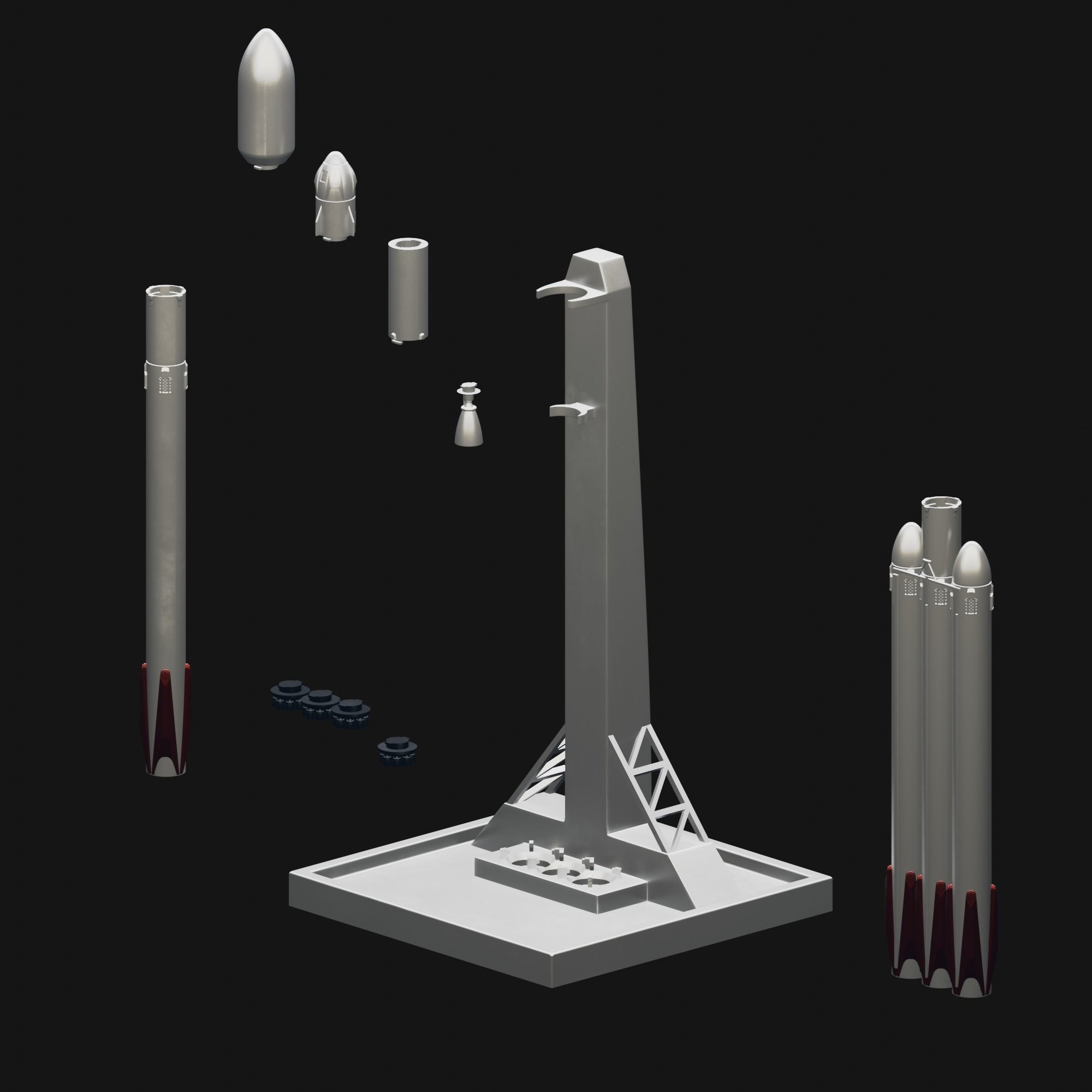 Falcon 9 Heavy Rocket SpaceX 3D model 3D printable | CGTrader