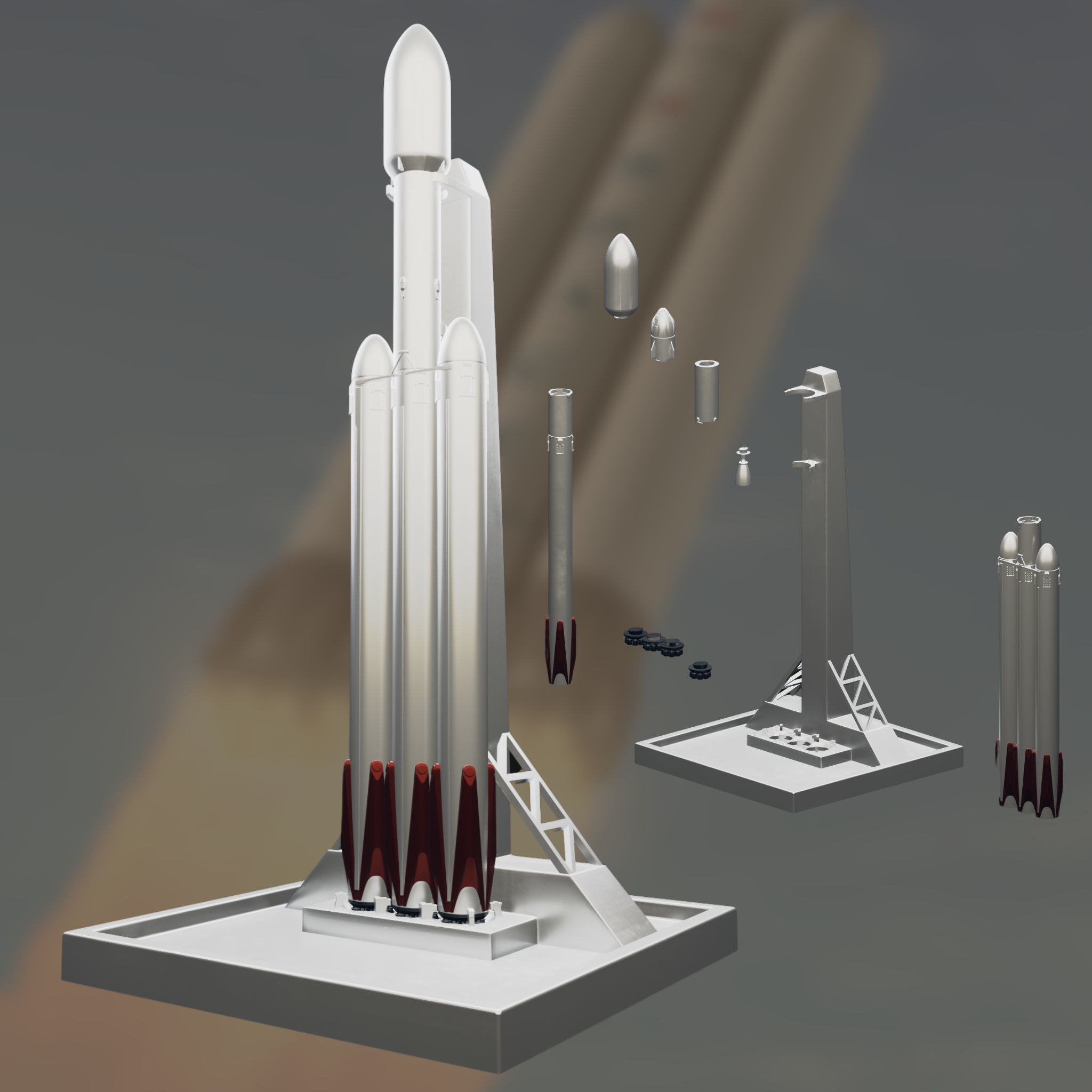 Falcon 9 Heavy Rocket SpaceX 3D model 3D printable | CGTrader