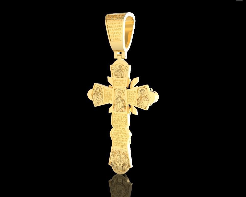 Slavic cross with diamonds saints and prayer 3D model 3D printable ...