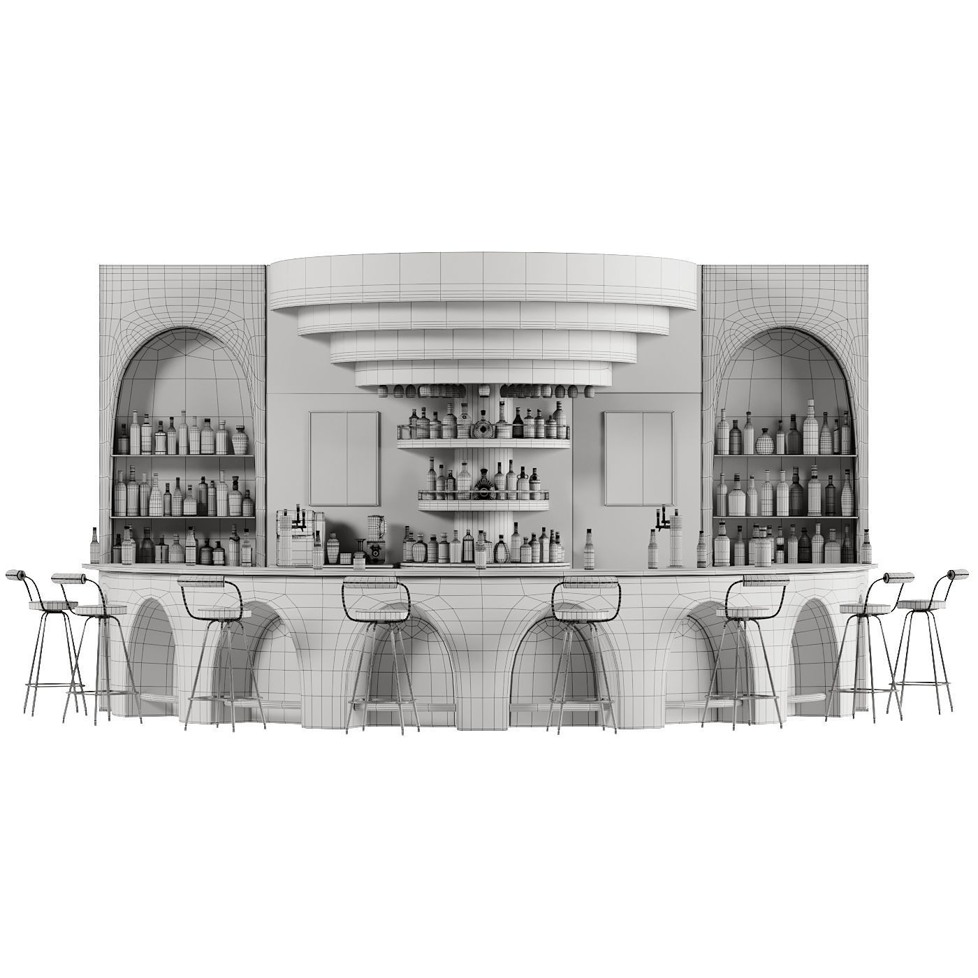 Bar 14 Curve Bar 110 Bottles 3D model | CGTrader