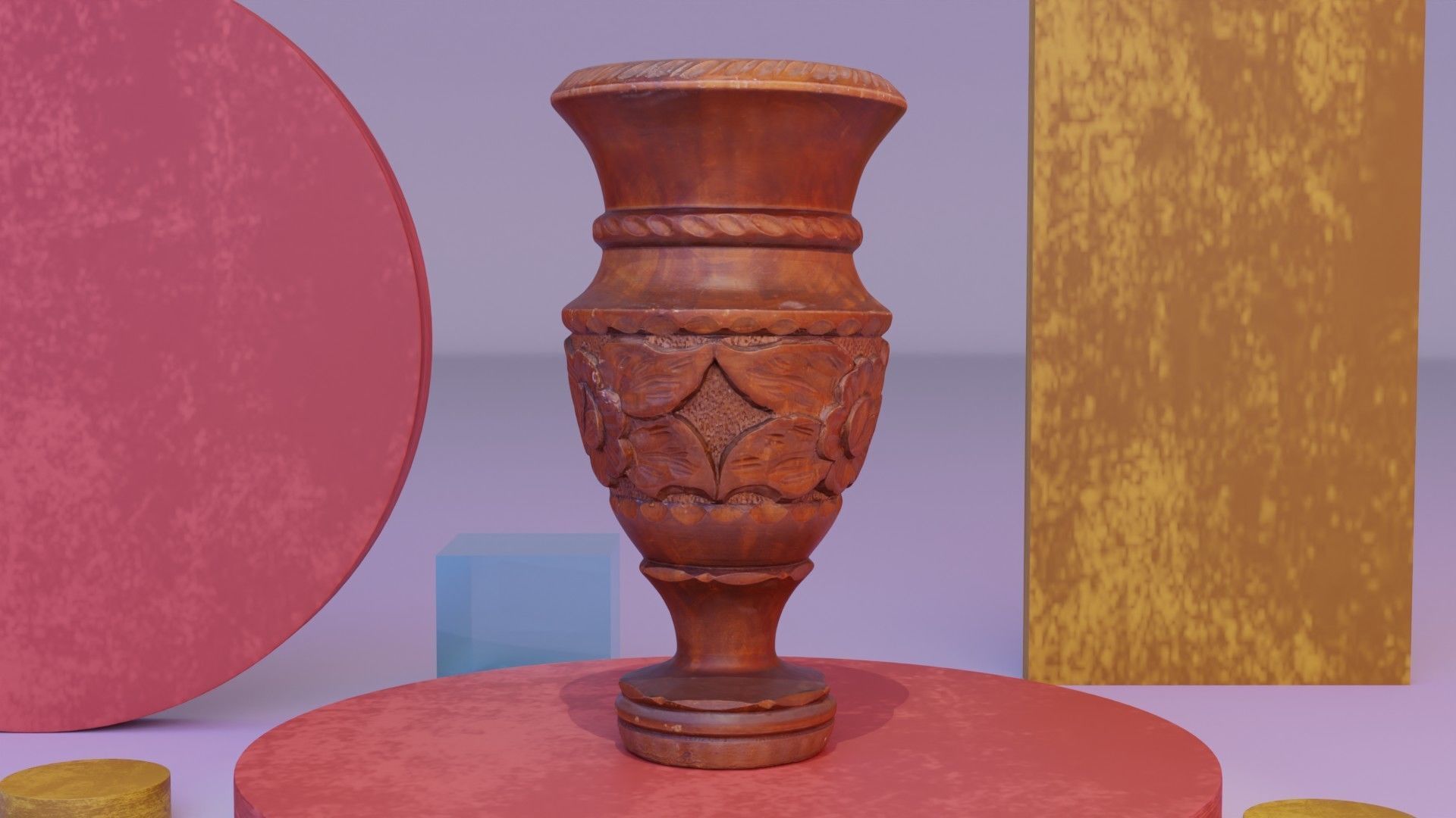 3D model Wood vase low-poly 3D model VR / AR / low-poly | CGTrader