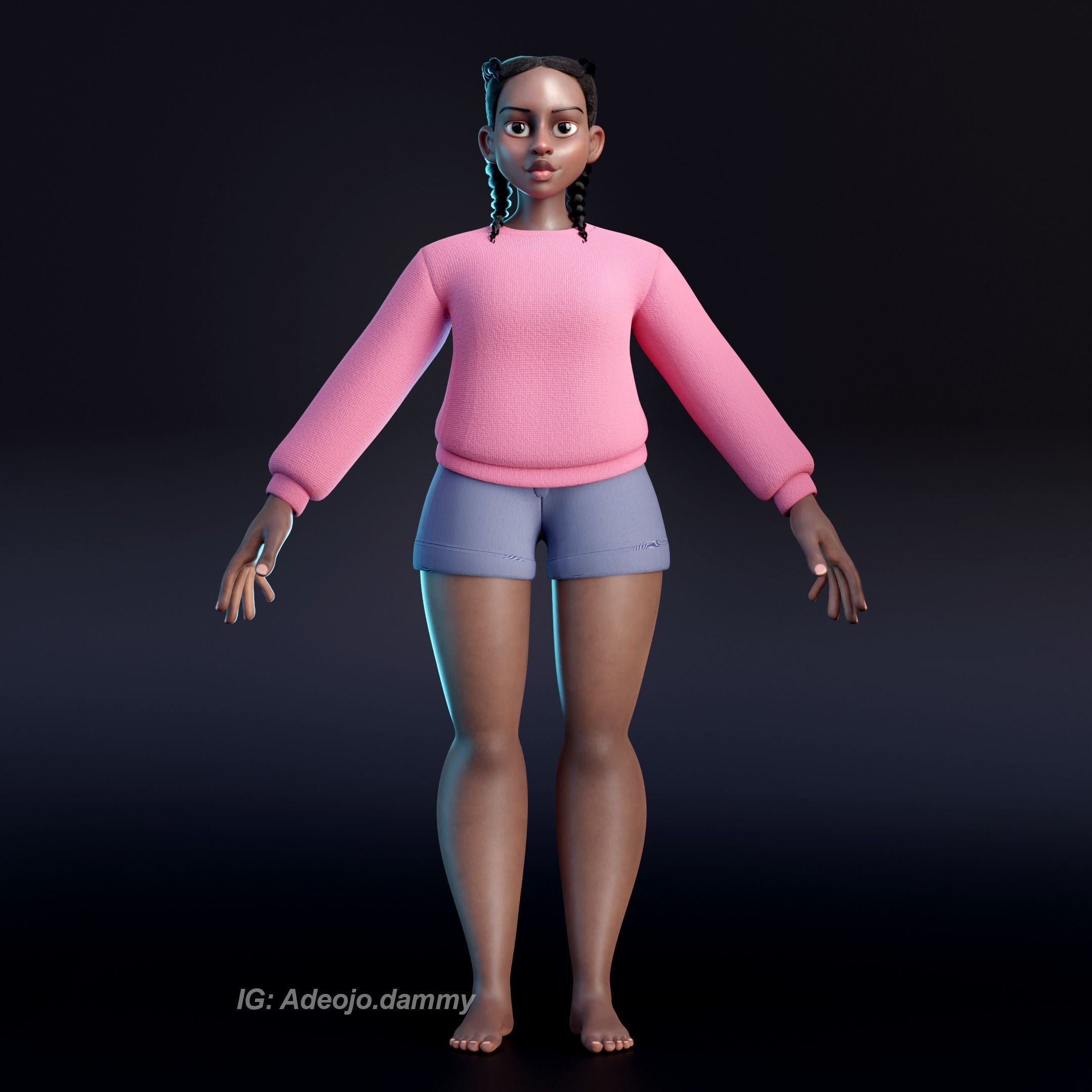 Stylized Female Character 3D model rigged | CGTrader