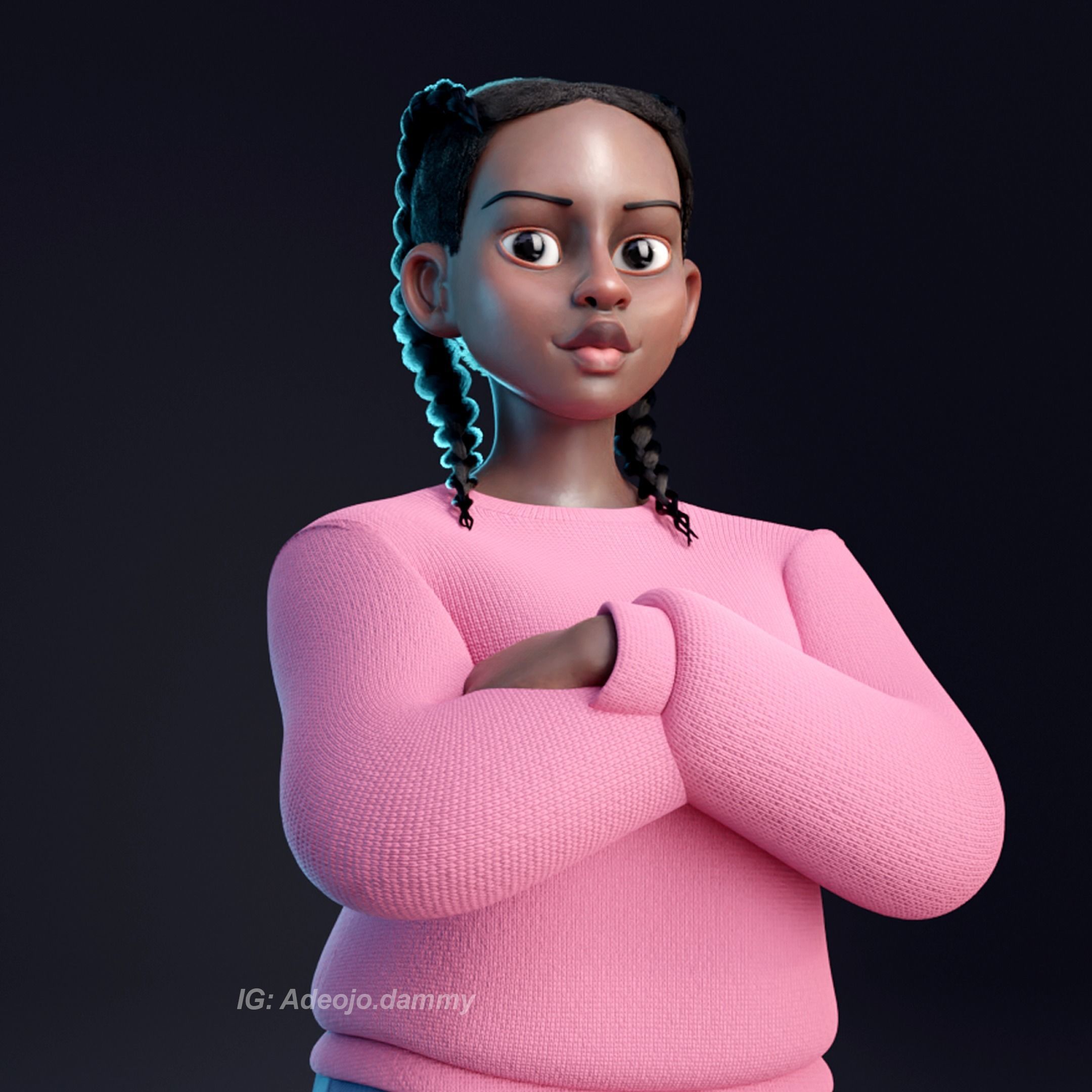 Stylized Female Character 3D model rigged | CGTrader