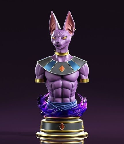 Dragon Ball - Beerus Sama Bust 3D model 3D printable | CGTrader