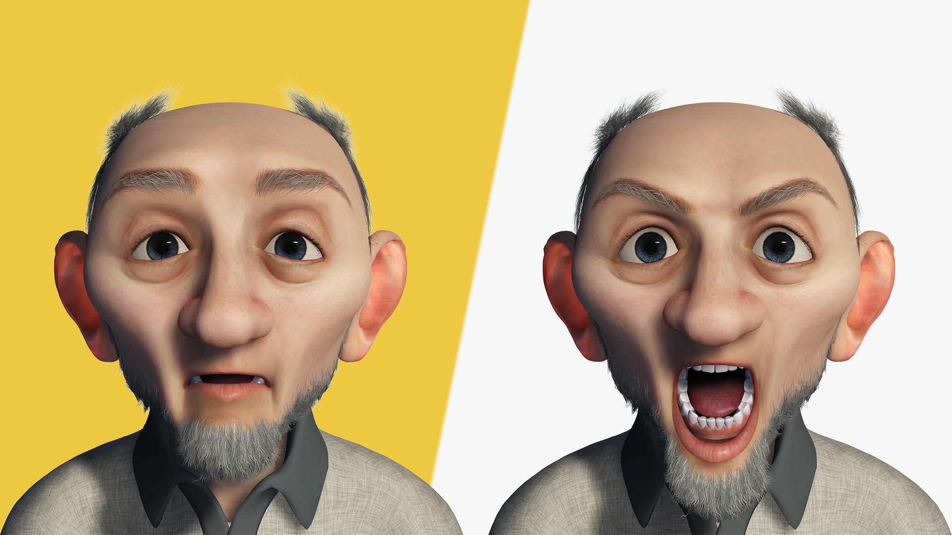 3D model Old Man cartoon character RealTime Male 3D VR / AR / low-poly ...