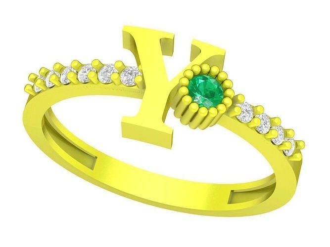 Y letter diamond woman ring 4384 3D model 3D printable | CGTrader