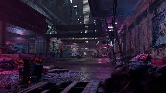 Cyberpunk Exterior Scene v3 3D model | CGTrader
