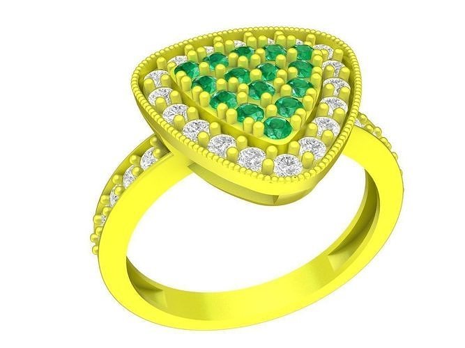 luxury korean diamond trillion curved women ring 4390 3D model 3D ...