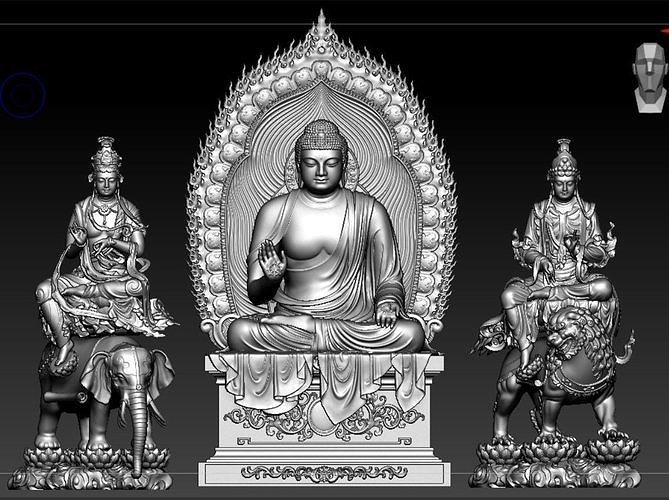 Buddha and Bodhisattvas Manjushri and Samantabhadra Bodhisattva 3D model 3D printable | CGTrader