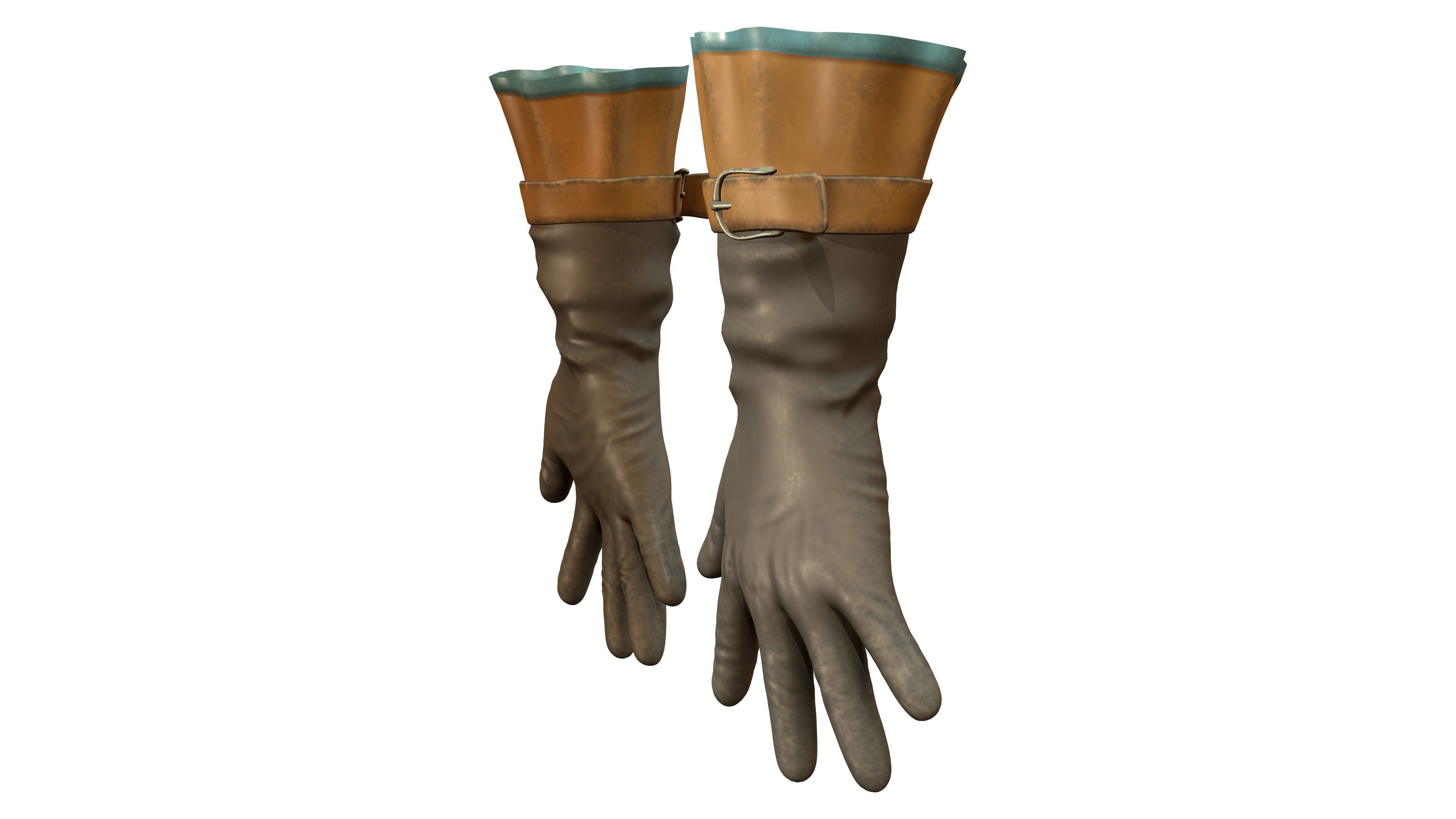 3D model Fantasy Medieval Warrior Leather Gloves VR / AR / low-poly ...