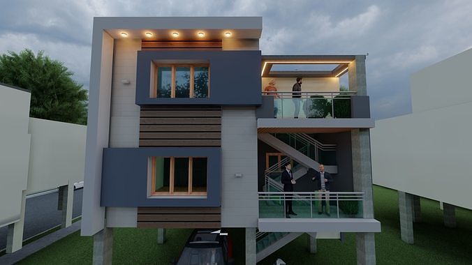 new modern house elevation 3D model | CGTrader
