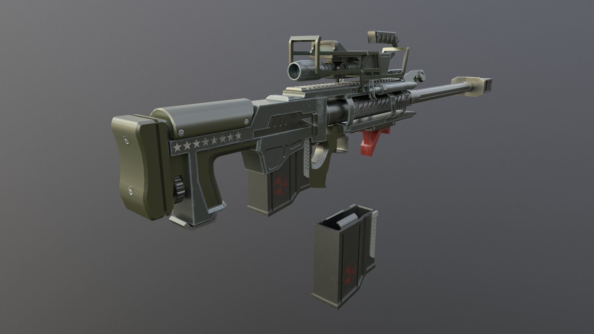 3D model Sci Fi LowPoly model of a heavy anti-materiel sniper rifle VR ...