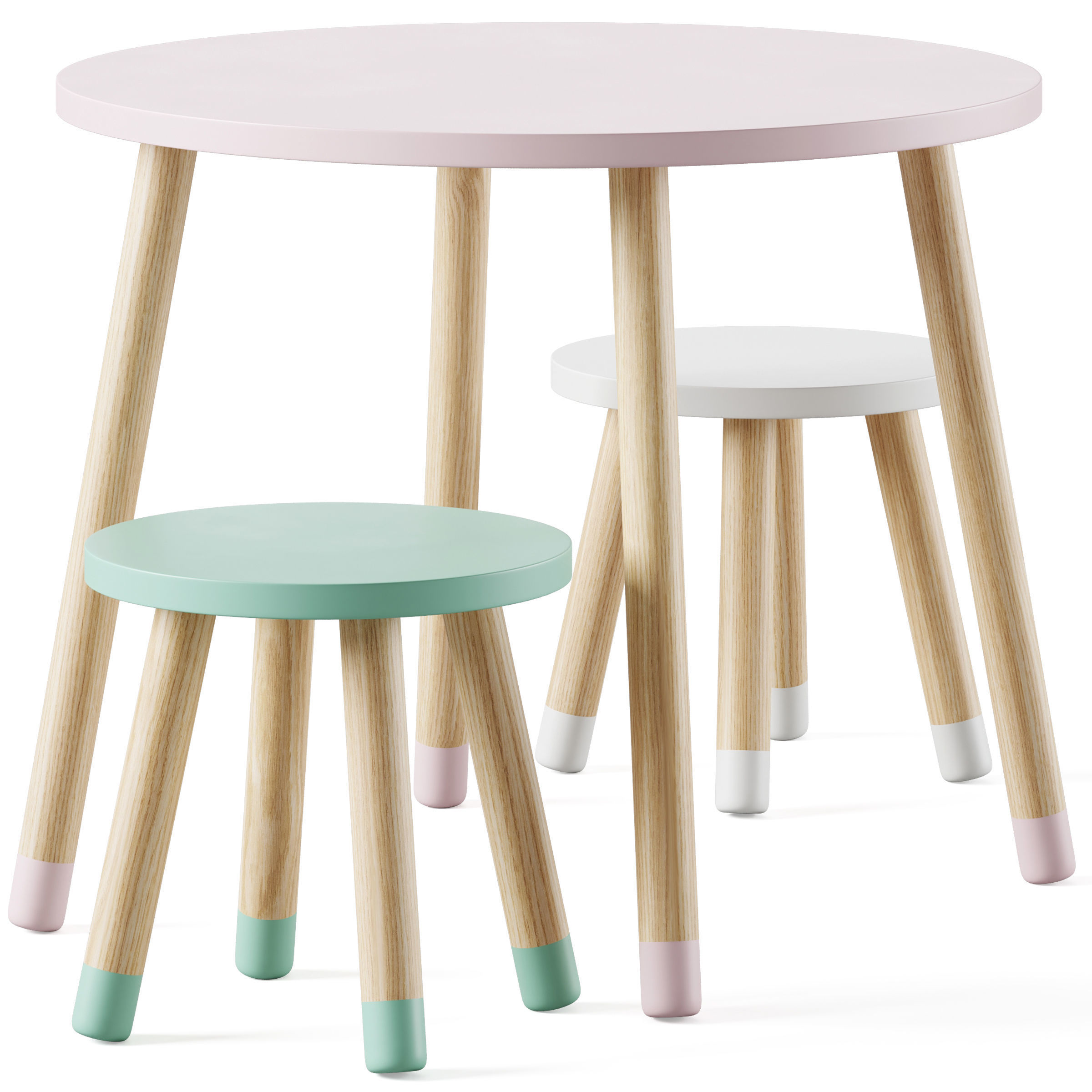 Round childrens table and chairs by Sklum 3D model | CGTrader