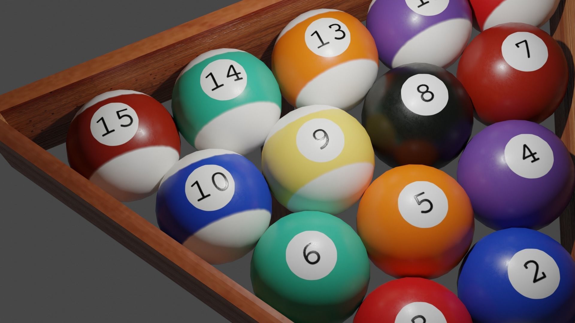 High Quality Pool Set - 16 Balls - Rack - Cue 3D model | CGTrader