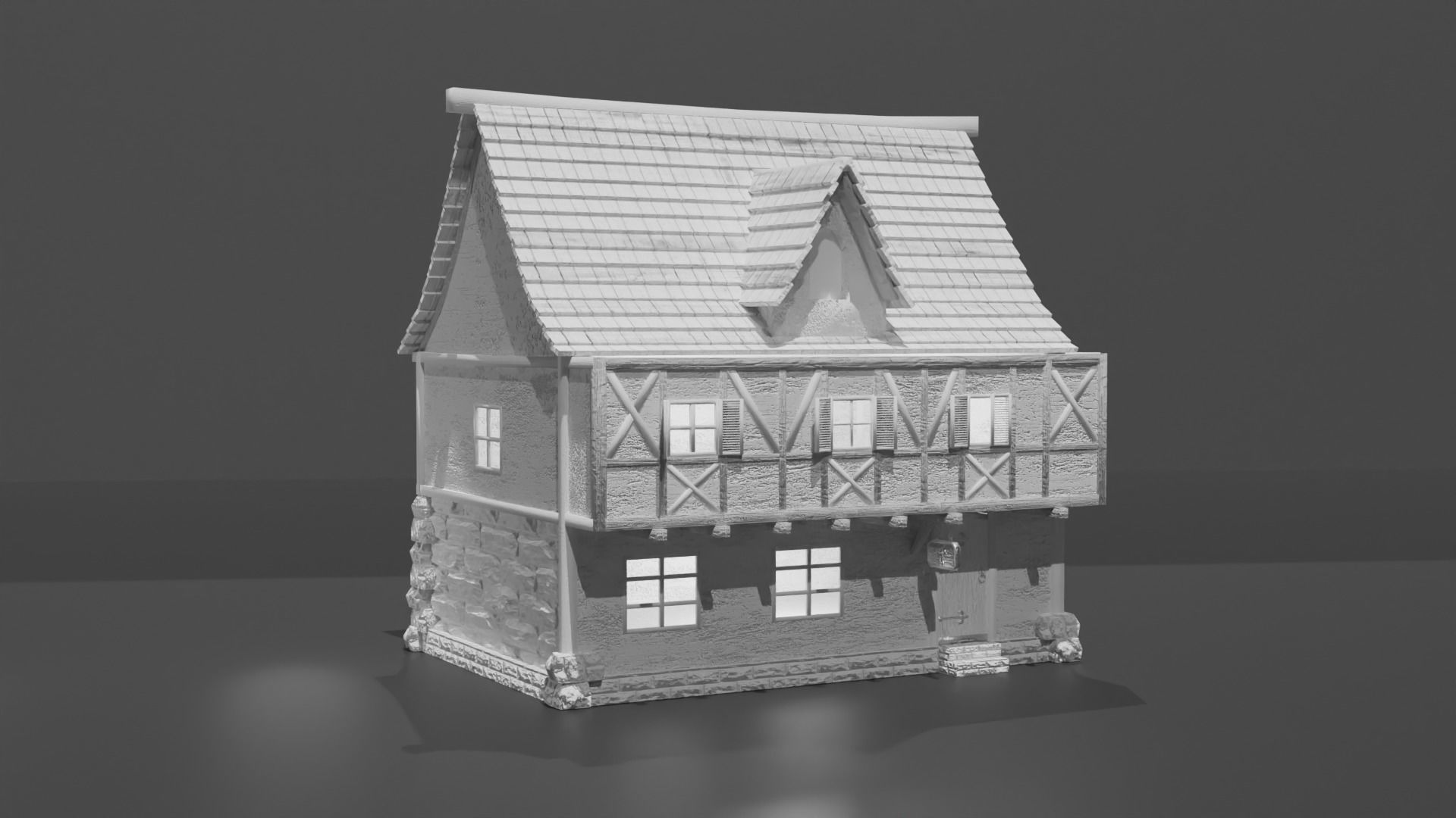 3D model MEDIEVAL DOUBLE STOREY COTTAGE HOUSE VR / AR / low-poly | CGTrader