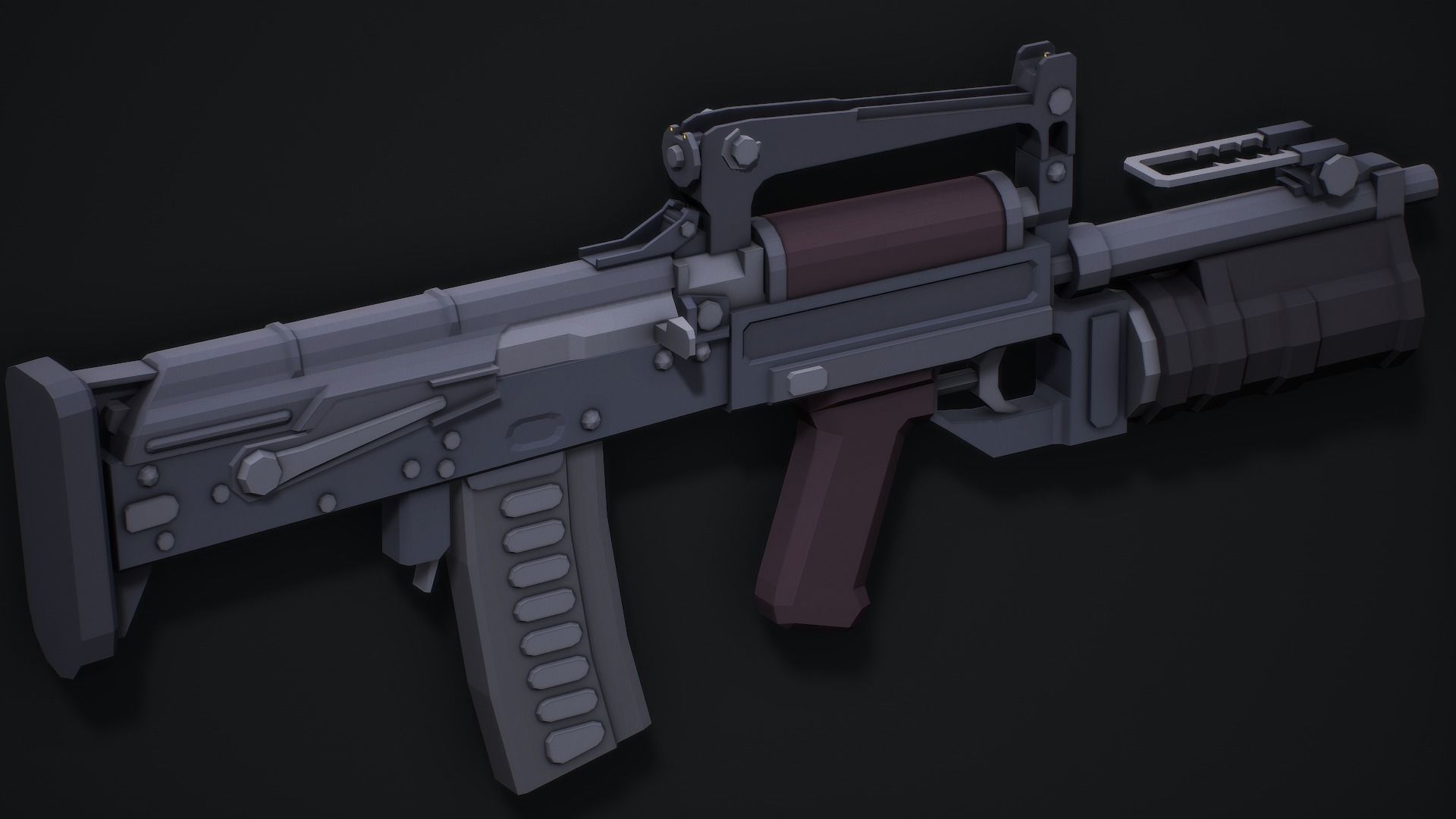 3D model Stylized Ots-14 Groza Low Poly Game Ready VR / AR / low-poly ...