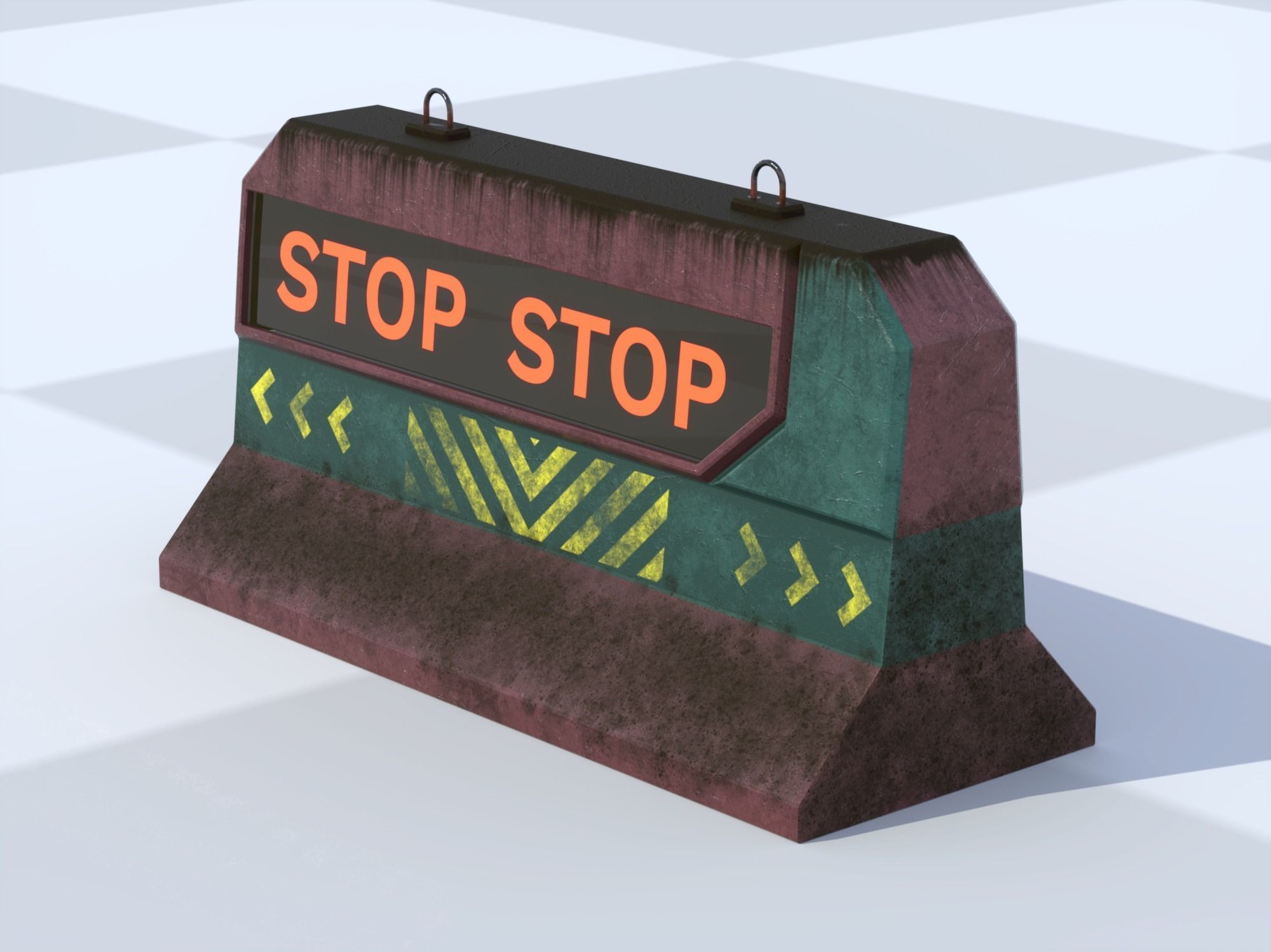 Cyberpunk style street fences and barriers 3D model | CGTrader