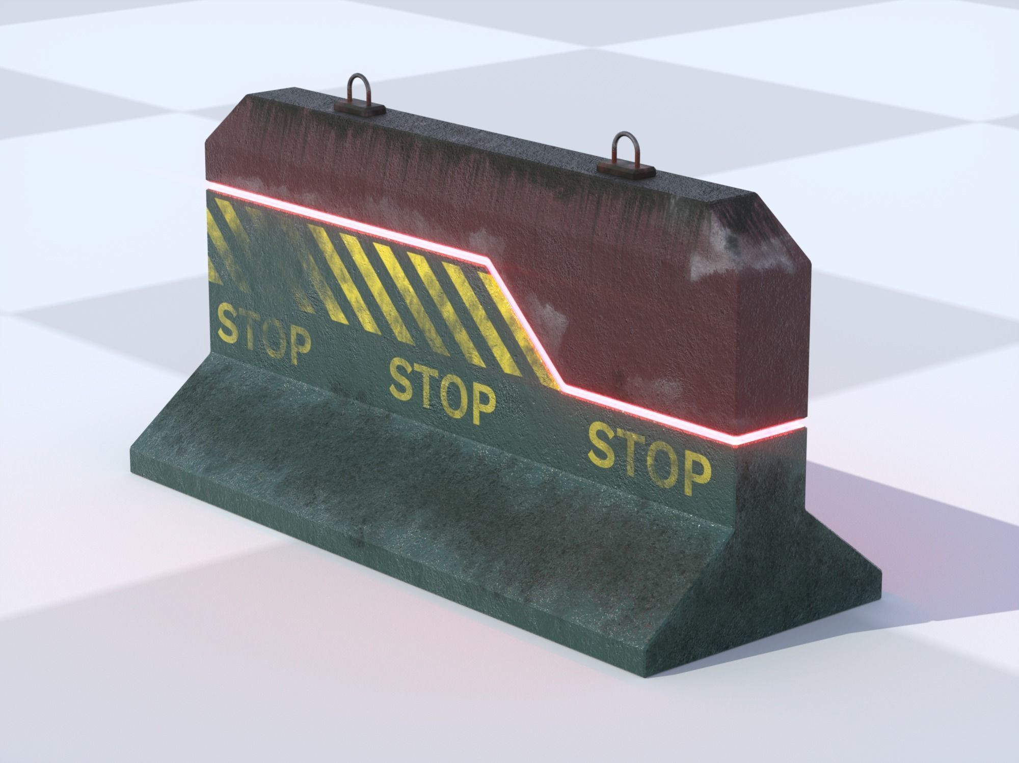 Cyberpunk style street fences and barriers 3D model | CGTrader