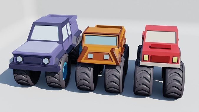3 Low Poly Monster Car Model 3D model | CGTrader