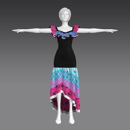 female dress fashion design 3D model | CGTrader