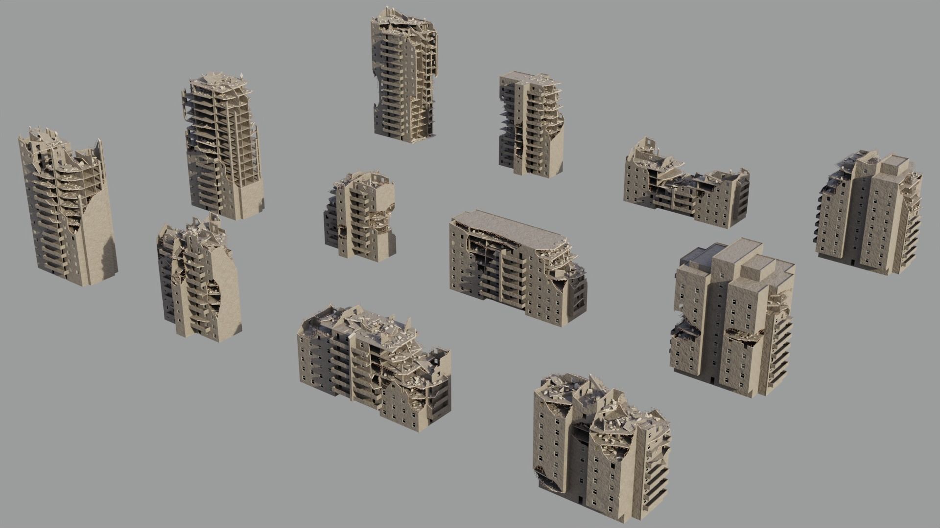 Post Apocalyptic Ruined City 3D Model Collection | CGTrader