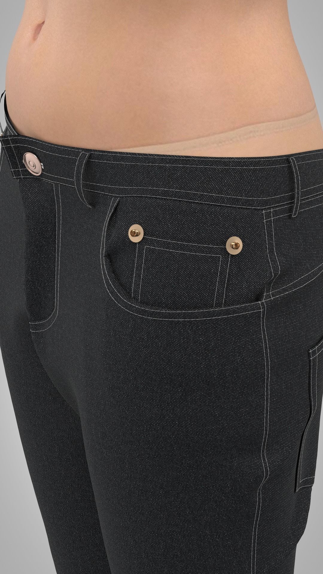 v shaped back yoke jeans for female 3D model | CGTrader