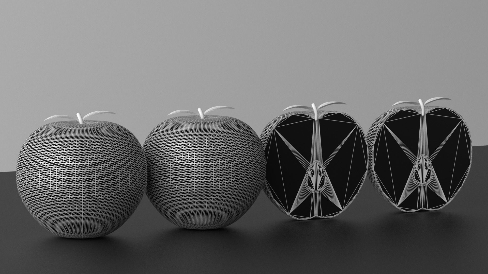 3D model Cartoon Apple Fruit and Slice VR / AR / low-poly | CGTrader